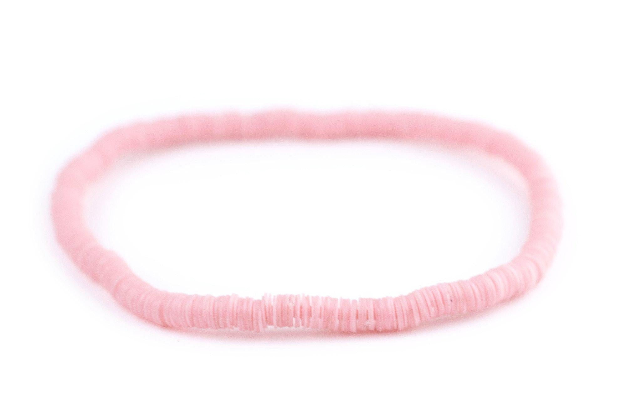 The Bead Chest Boho Stretch Bracelet, Pastel Pink - Stackable African ...