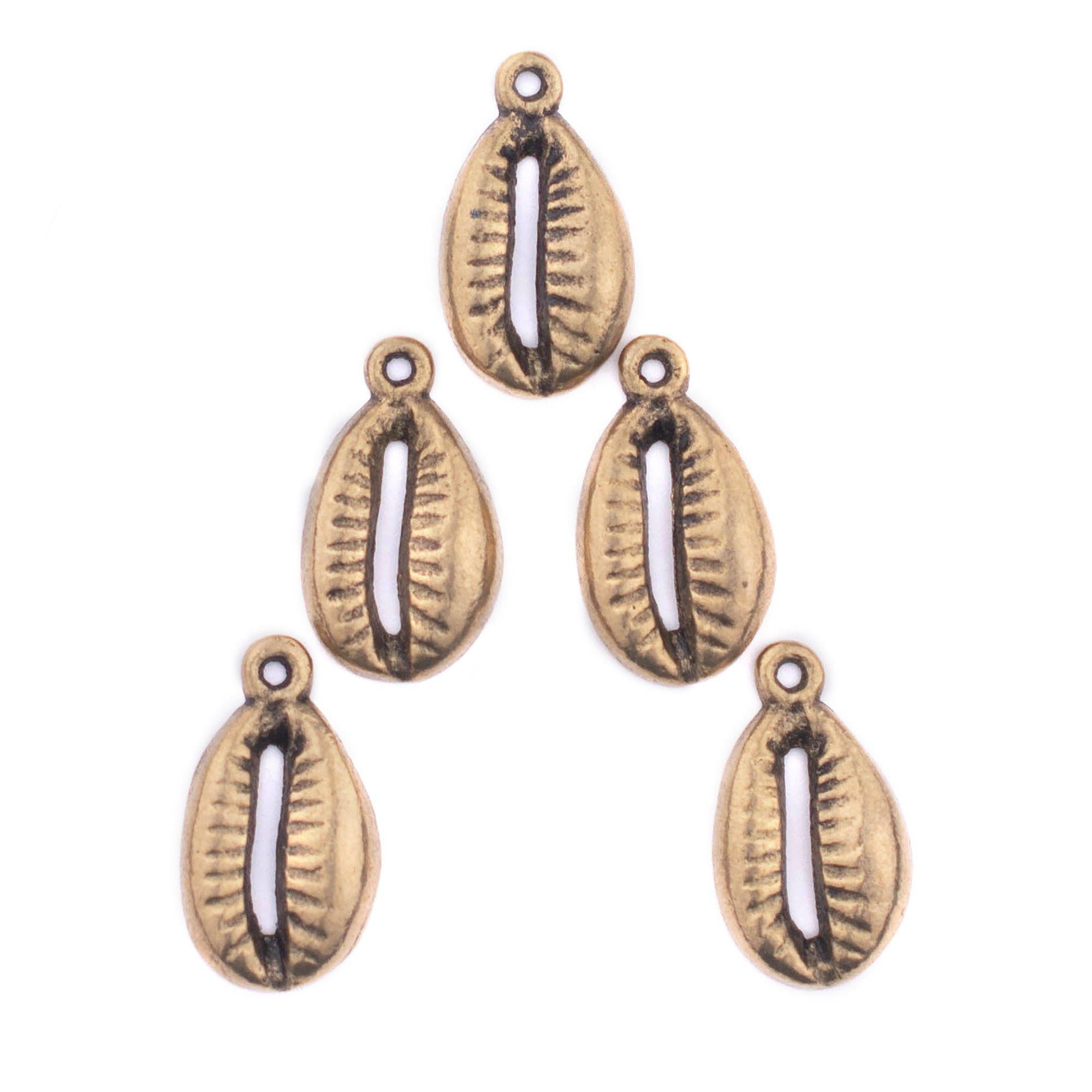The Bead Chest Brass Cowrie Shells (Set of 5): Metal Beads for DIY ...
