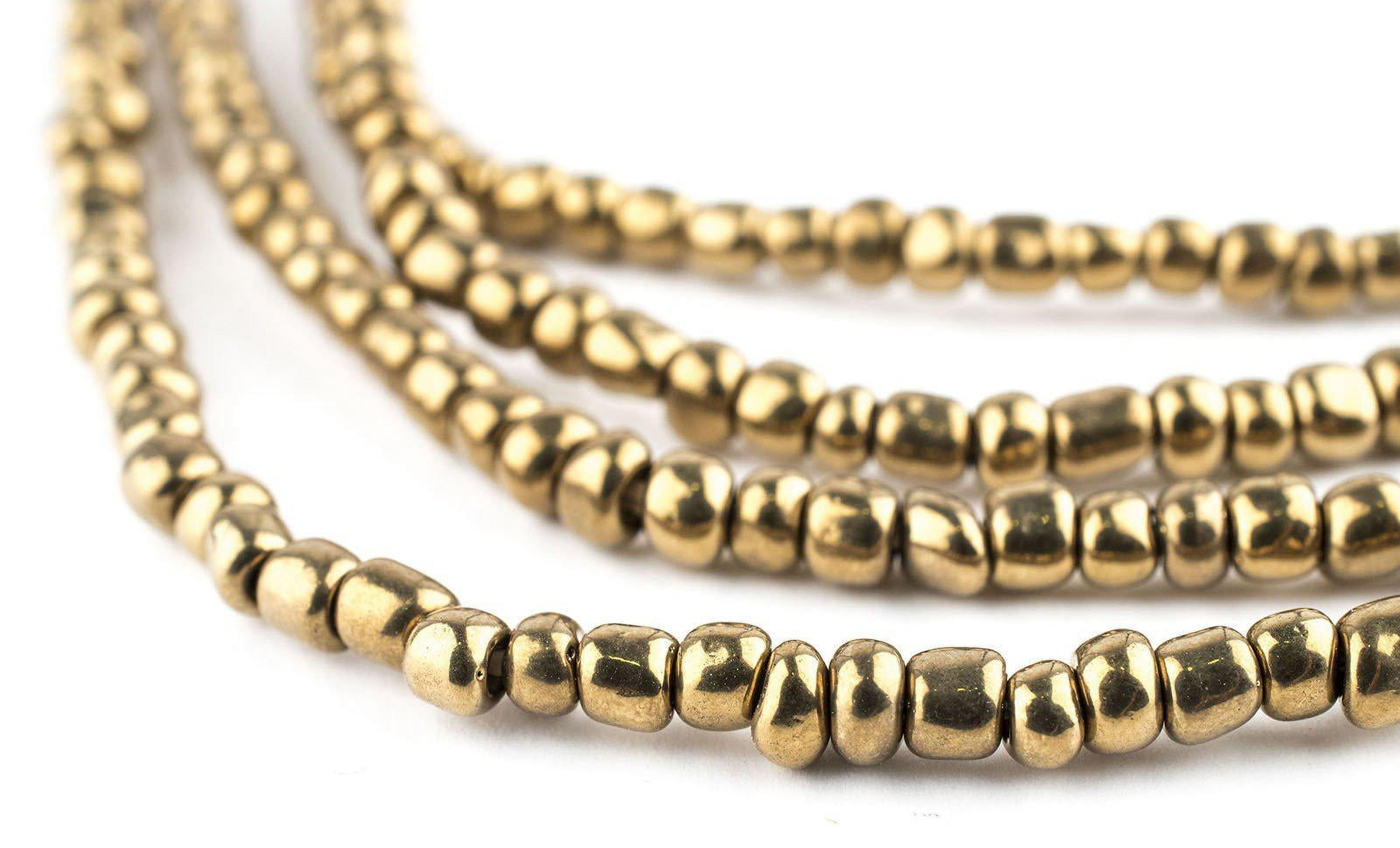 The Bead Chest Brass-Style Ghana Glass Seed Beads 4mm African 26 Inch ...