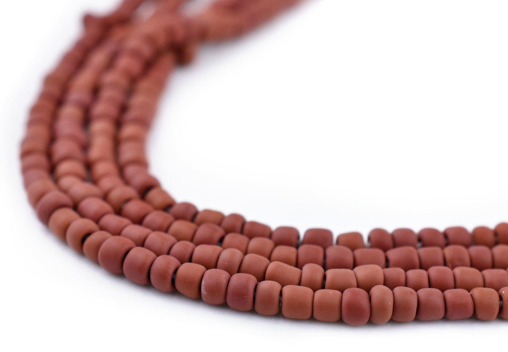 The Bead Chest Brown Matte Glass Seed Beads (3mm) - 24 inch Strand of ...