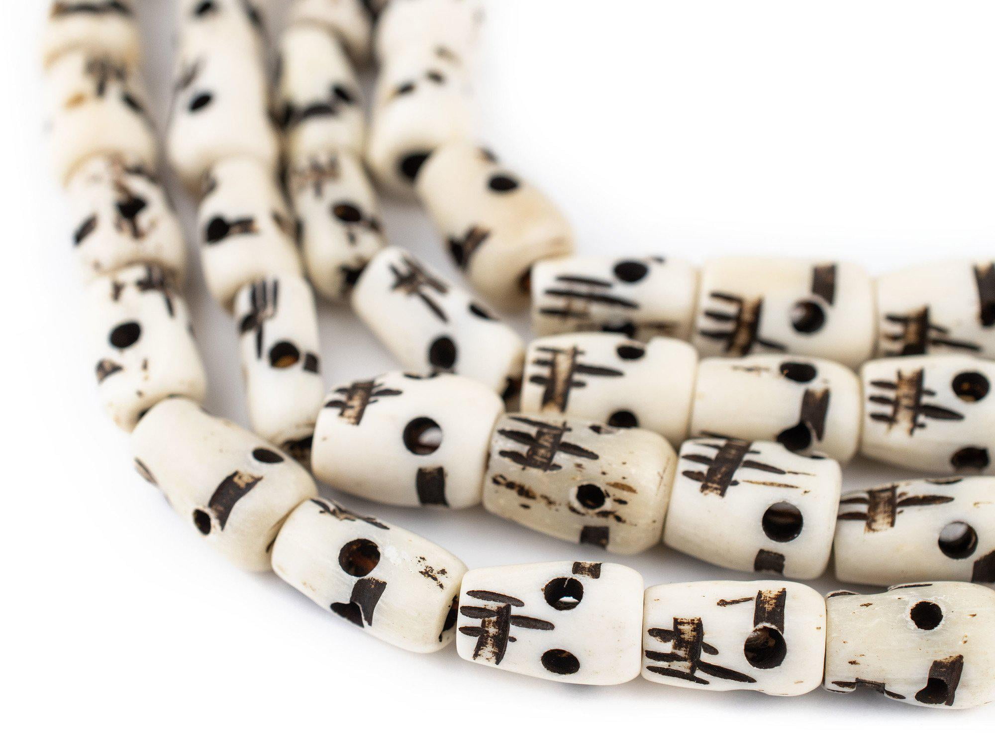 The Bead Chest Carved Bone Skull Mala Beads 12x8mmLong Strand Nepal ...