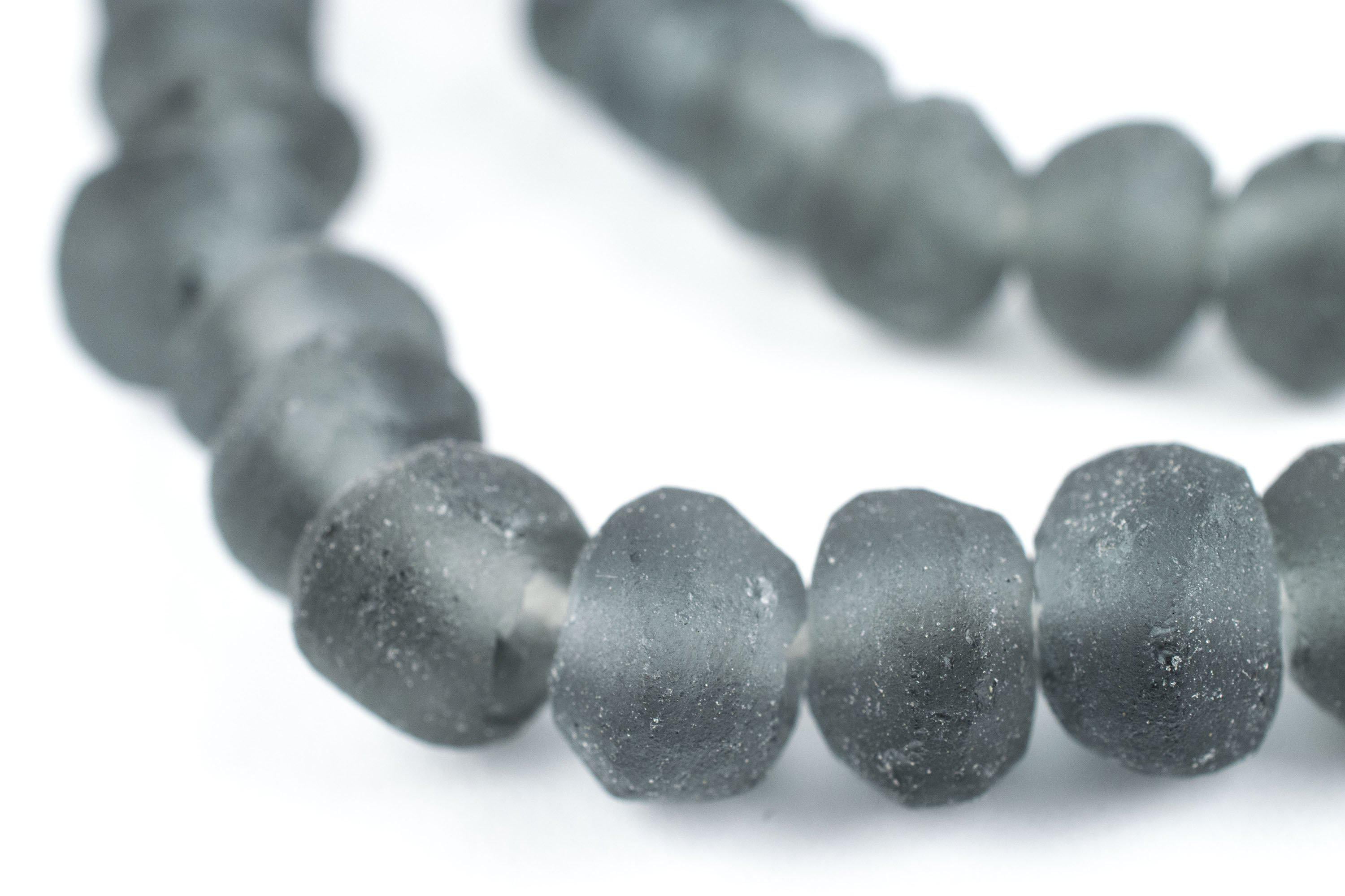 The Bead Chest Charcoal Grey Rondelle Java Recycled Glass Beads 11mm ...