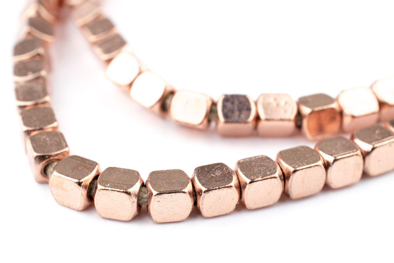 The Bead Chest Copper Cube Beads 5mm Large Hole 24 Inch Strand ...
