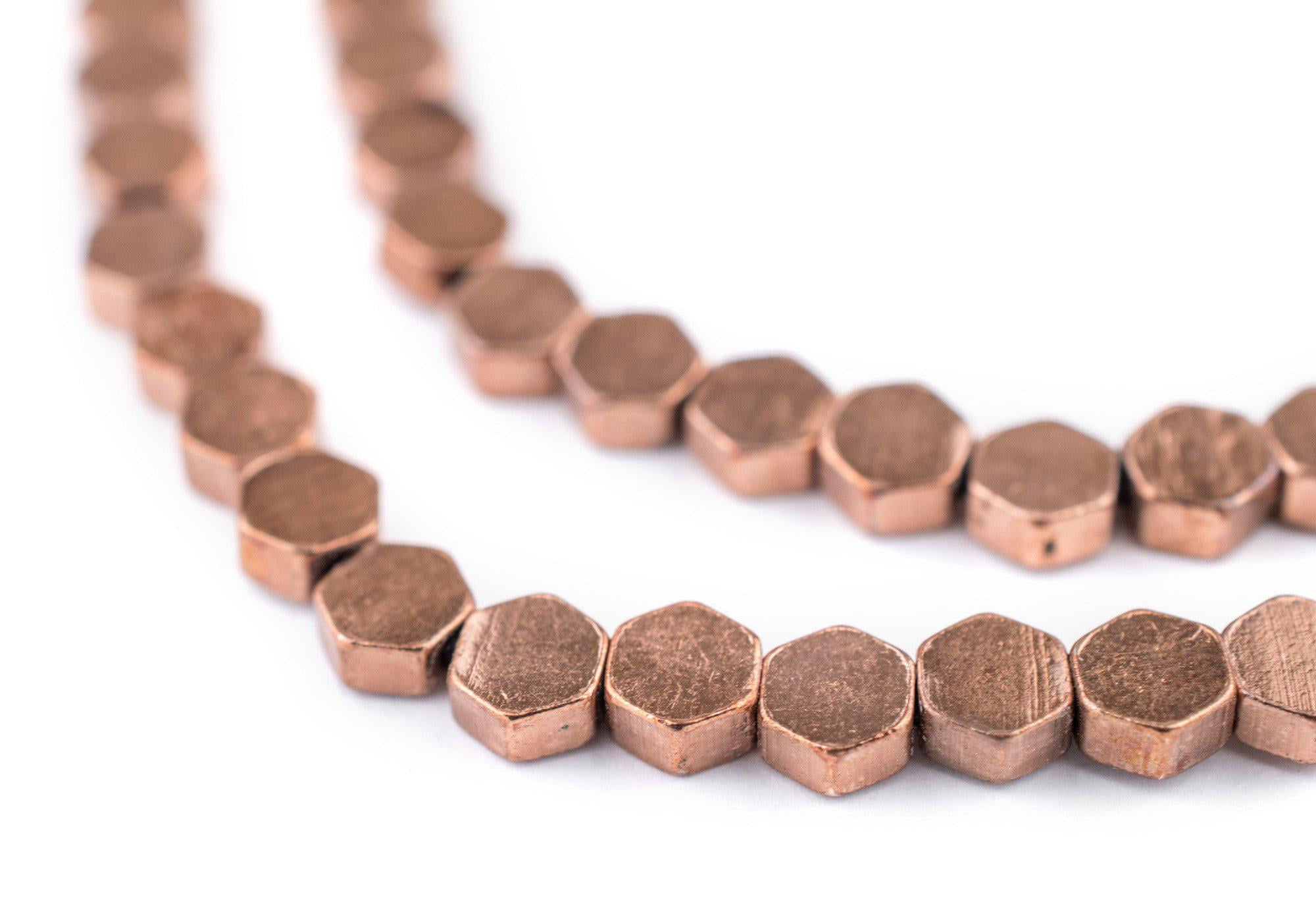TheBeadChest Copper Hexagonal Beads 6mm, Full Strand of Quality Metal ...