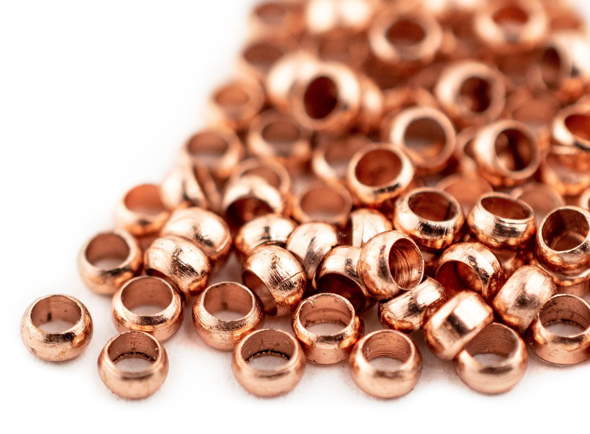 The Bead Chest Copper Round Crimp Beads (3mm, Set of 100) - Walmart.com
