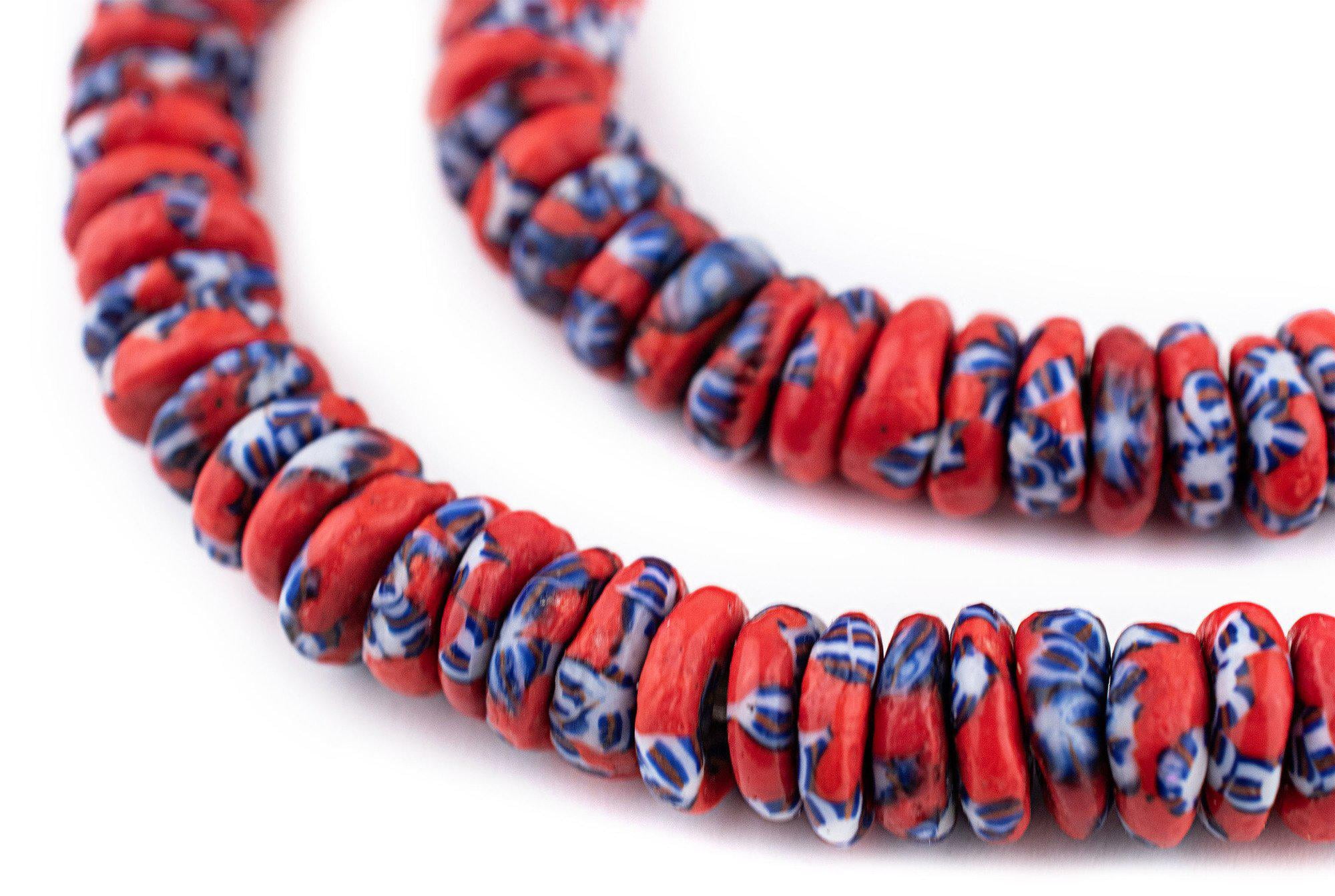 The Bead Chest Coral Fused Rondelle Recycled Glass Beads (11mm ...