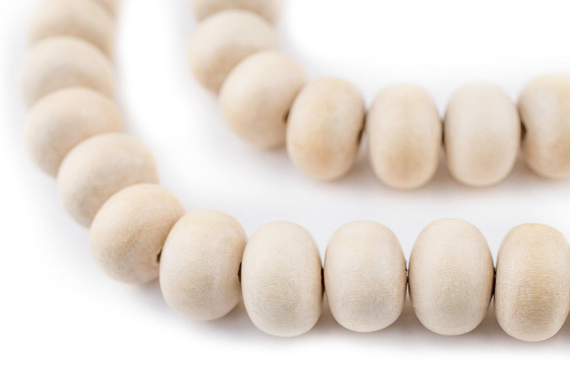 The Bead Chest Cream Abacus Natural Wood Beads (10x15mm): Organic Eco ...