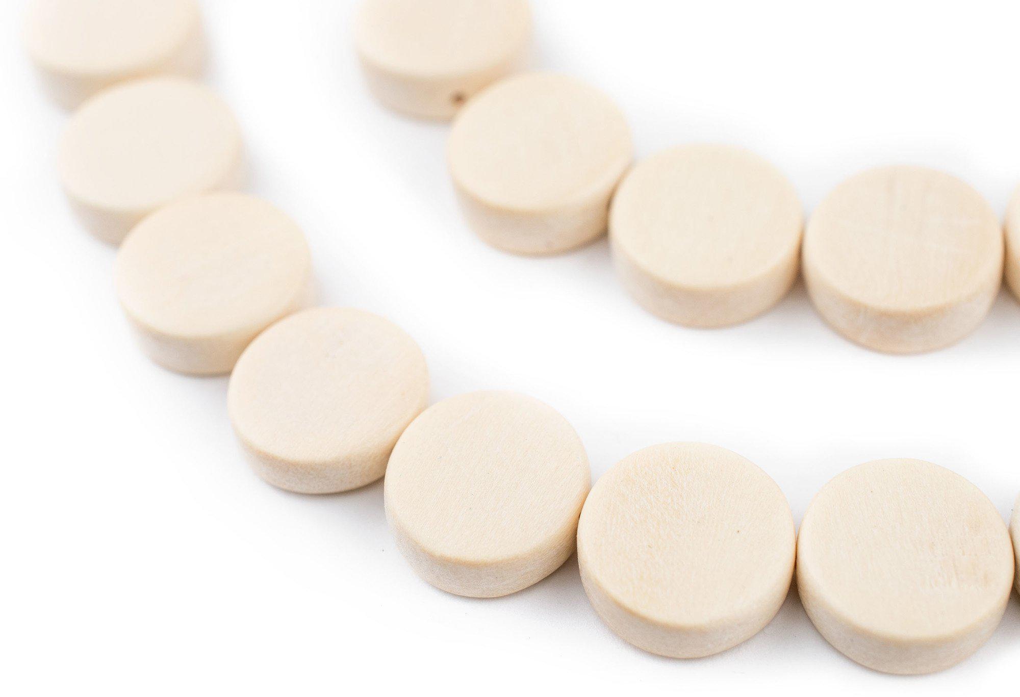 The Bead Chest Cream Circular Natural Wood Beads (15x15mm): Organic Eco ...