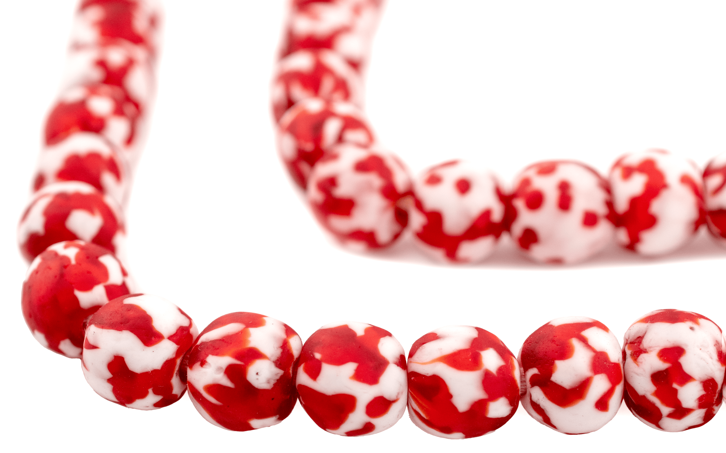 The Bead Chest Crimson Red Fused Recycled Glass Beads 14mm Ghana ...