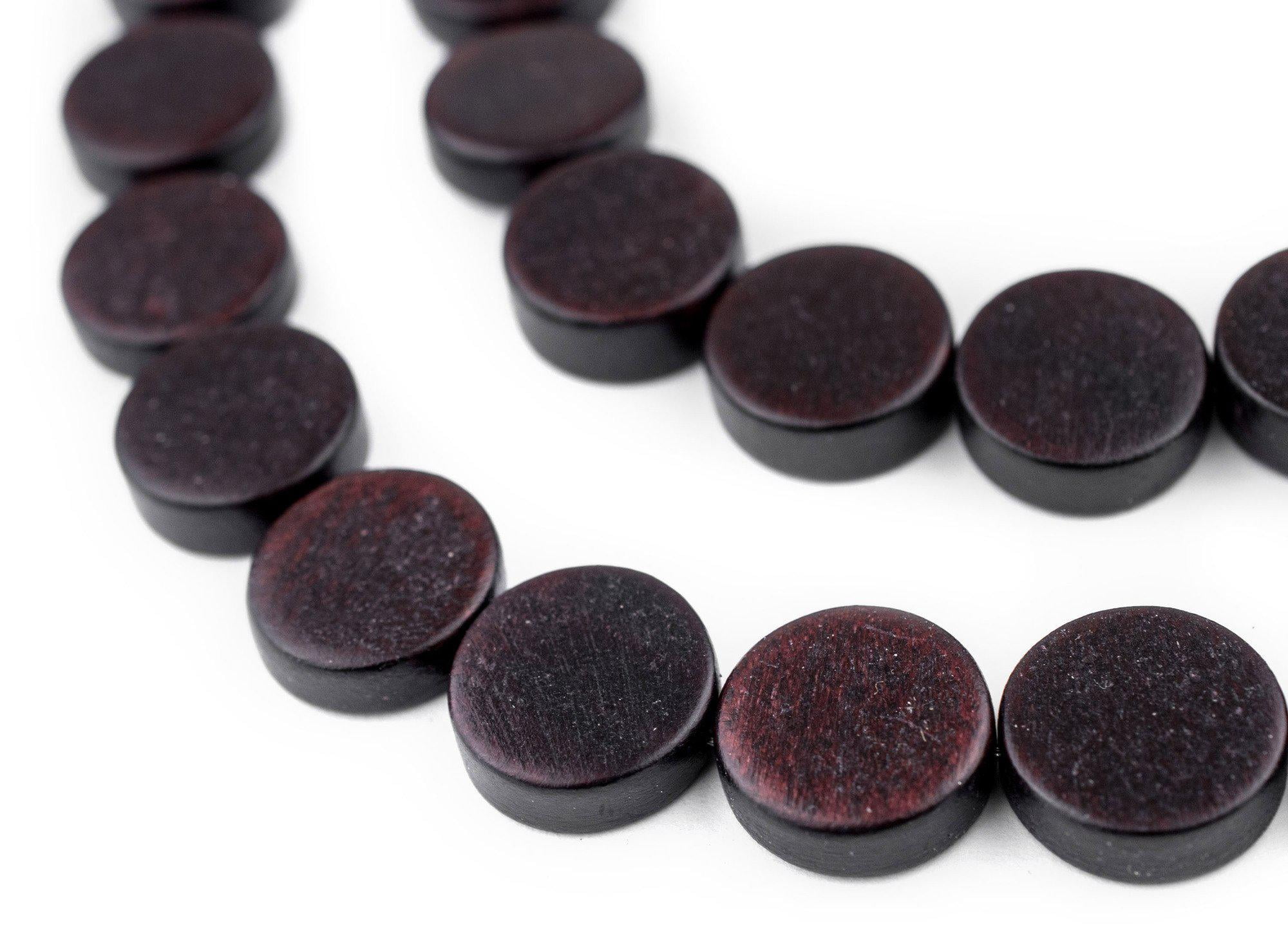The Bead Chest Dark Brown Circular Natural Wood Beads (15x15mm ...