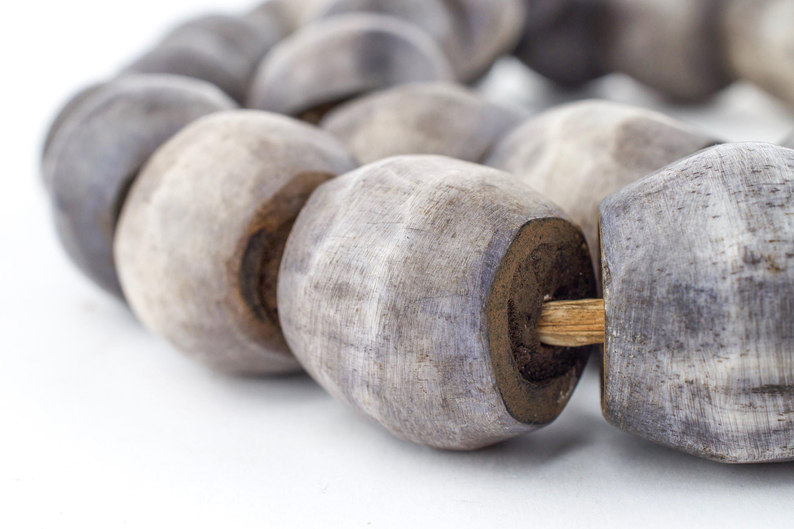 The Bead Chest Dark Grey Kenya Bone Beads Sphere 22mm African Round Large Hole 30 Inch Strand ...