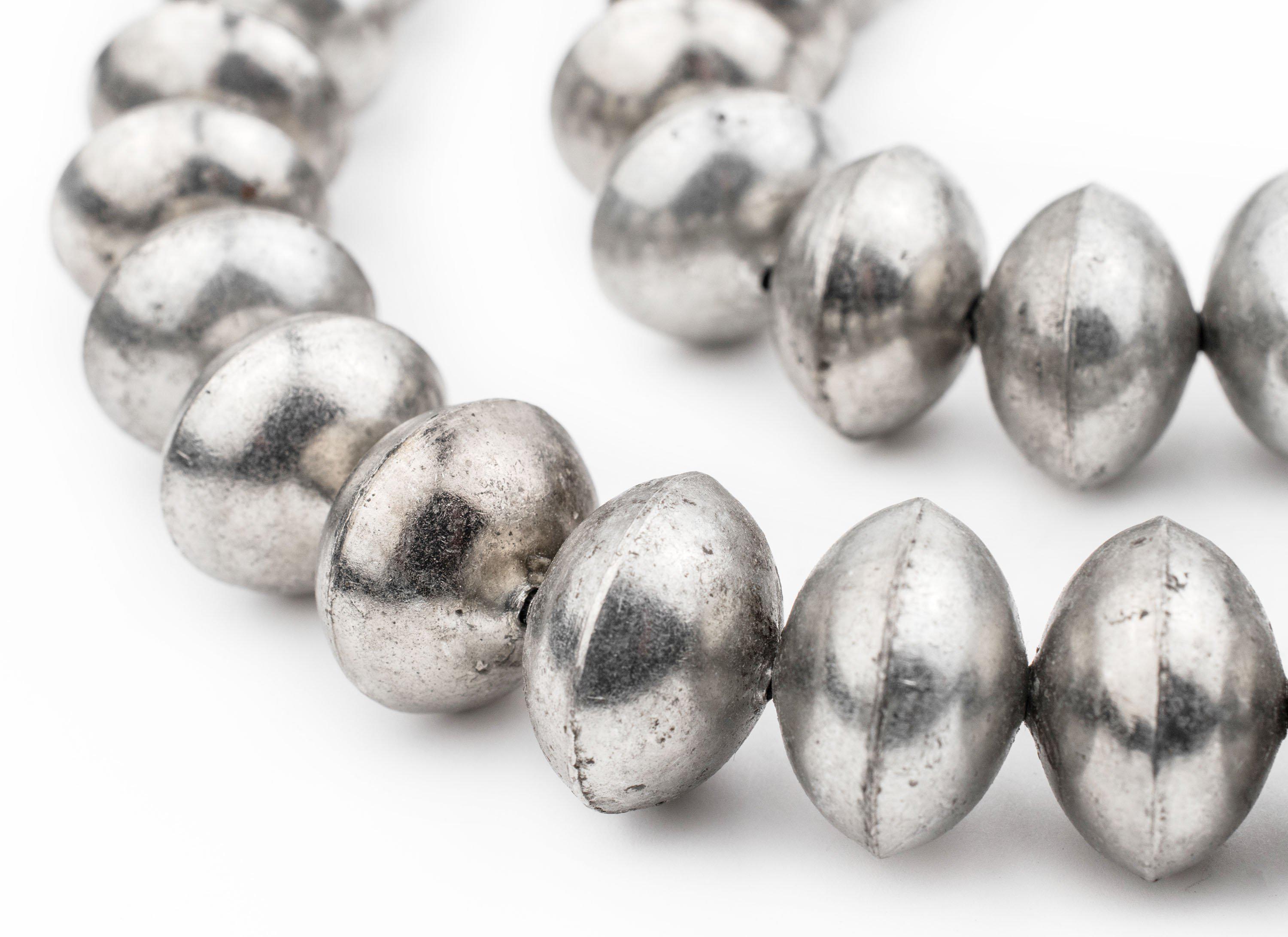 The Bead Chest Ethiopian Silver Saucer Beads, Large Hollow Handmade ...