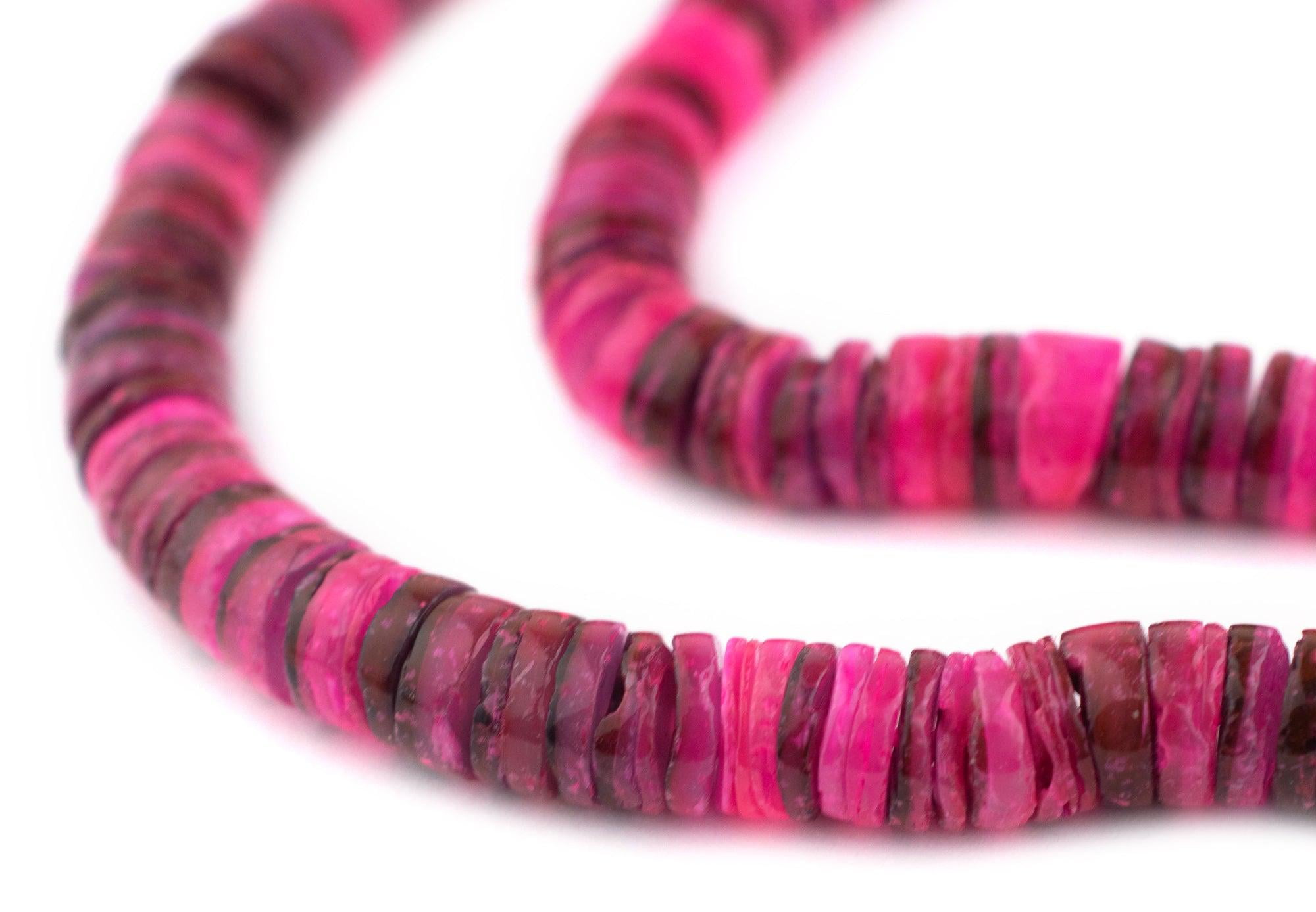 TheBeadChest Fuchsia Pink Natural Shell Heishi Beads (8mm) - Walmart.com
