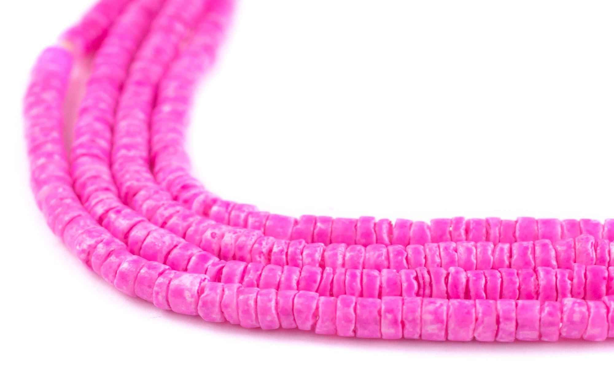 TheBeadChest Fuchsia Pink Sliced Shell Heishi Beads (3mm) - Walmart.com