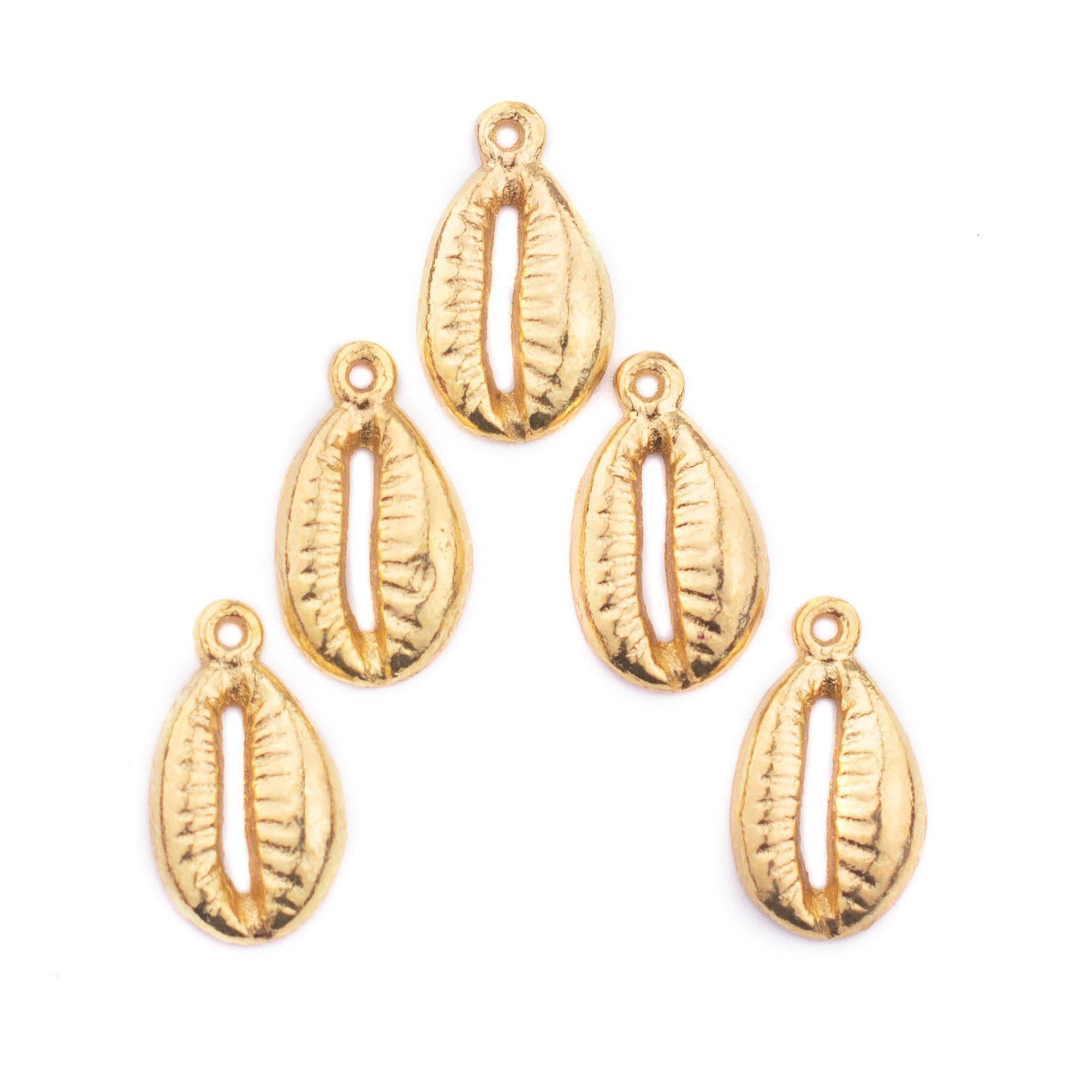 The Bead Chest Gold Cowrie Shells (Set of 5): Metal Beads for DIY ...