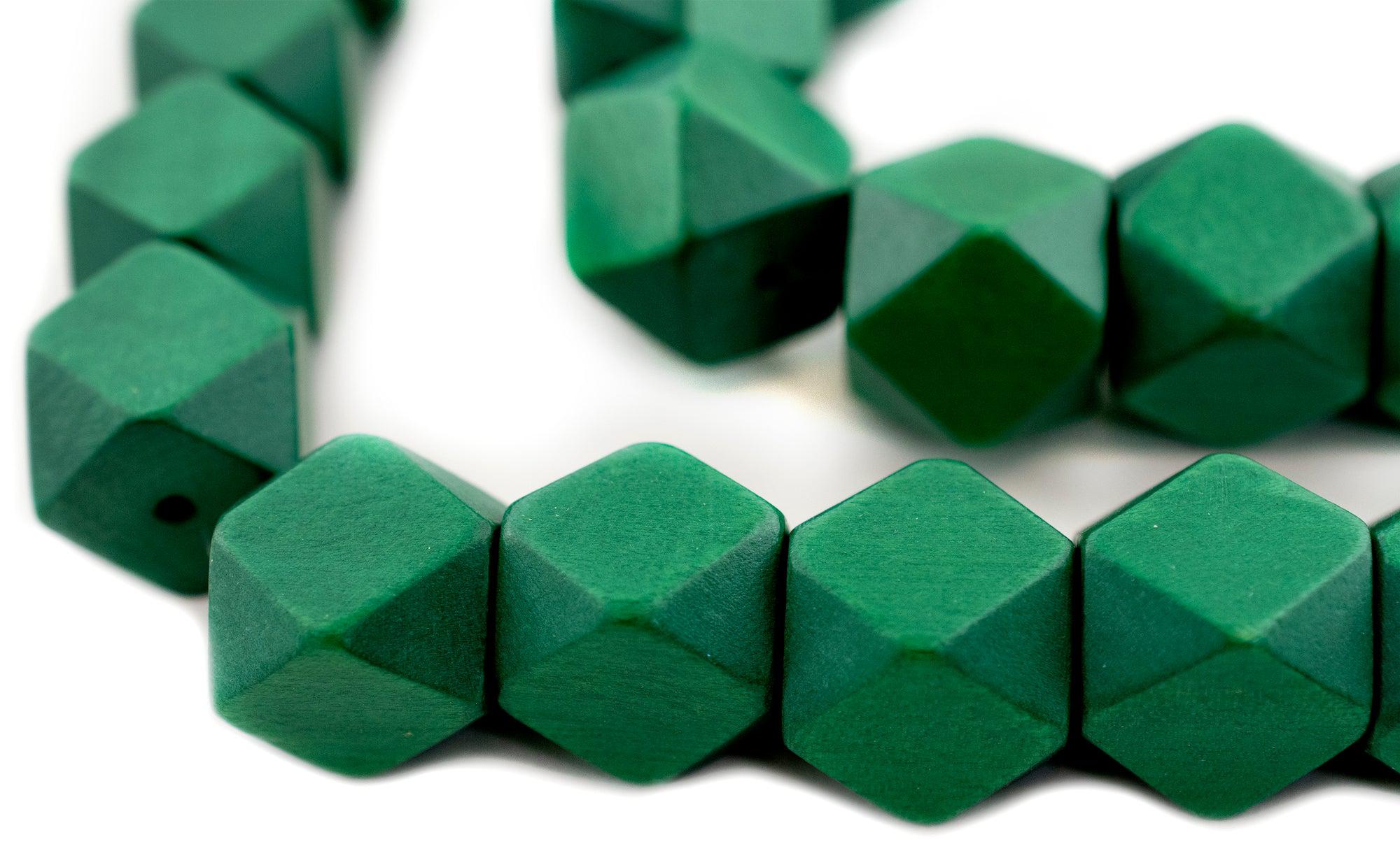 The Bead Chest Green Cornerless Cube Wood Beads: 20mm Diamond Cut ...