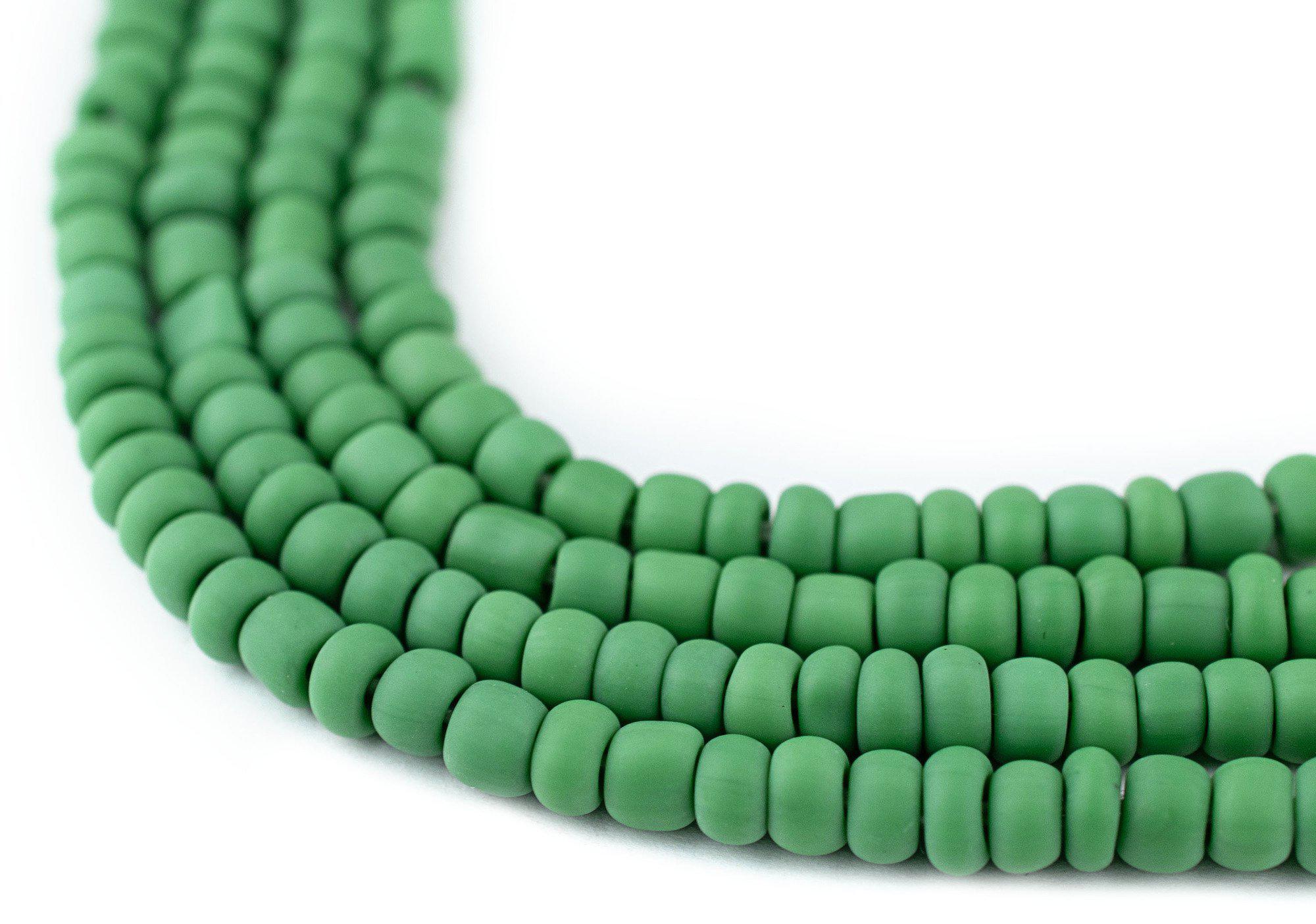 The Bead Chest Green Matte Glass Seed Beads (4mm) - 24 inch Strand of ...