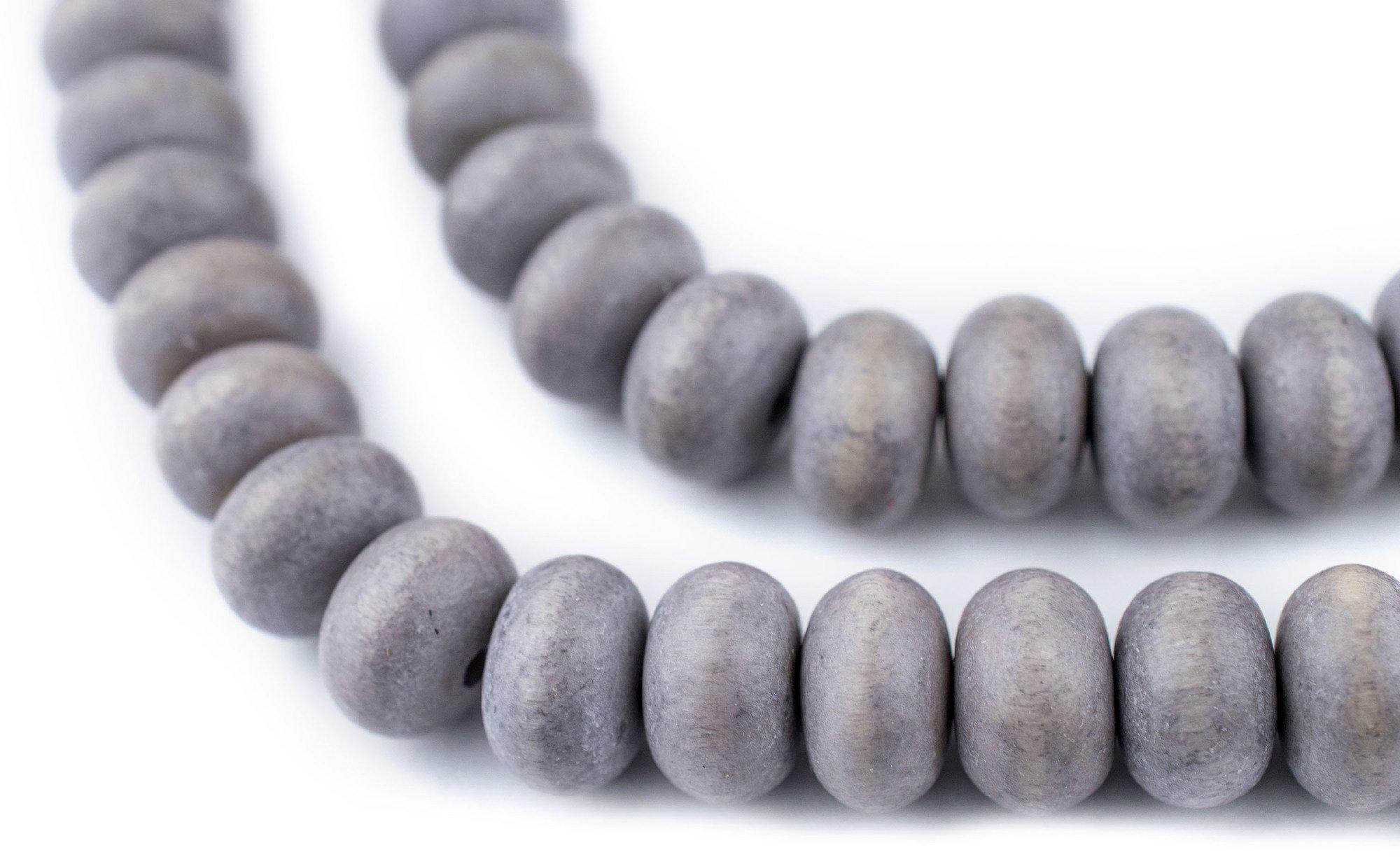 The Bead Chest Grey Abacus Natural Wood Beads (8x12mm): Organic Eco ...