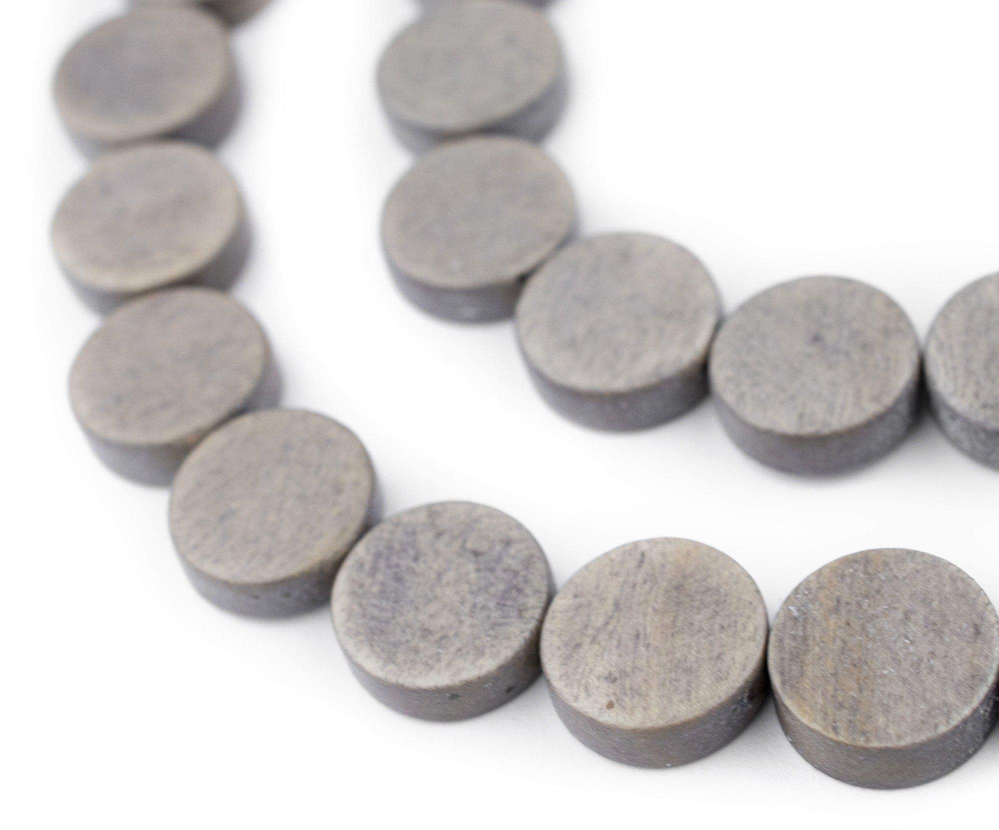 The Bead Chest Grey Circular Natural Wood Beads (15x15mm): Organic Eco ...