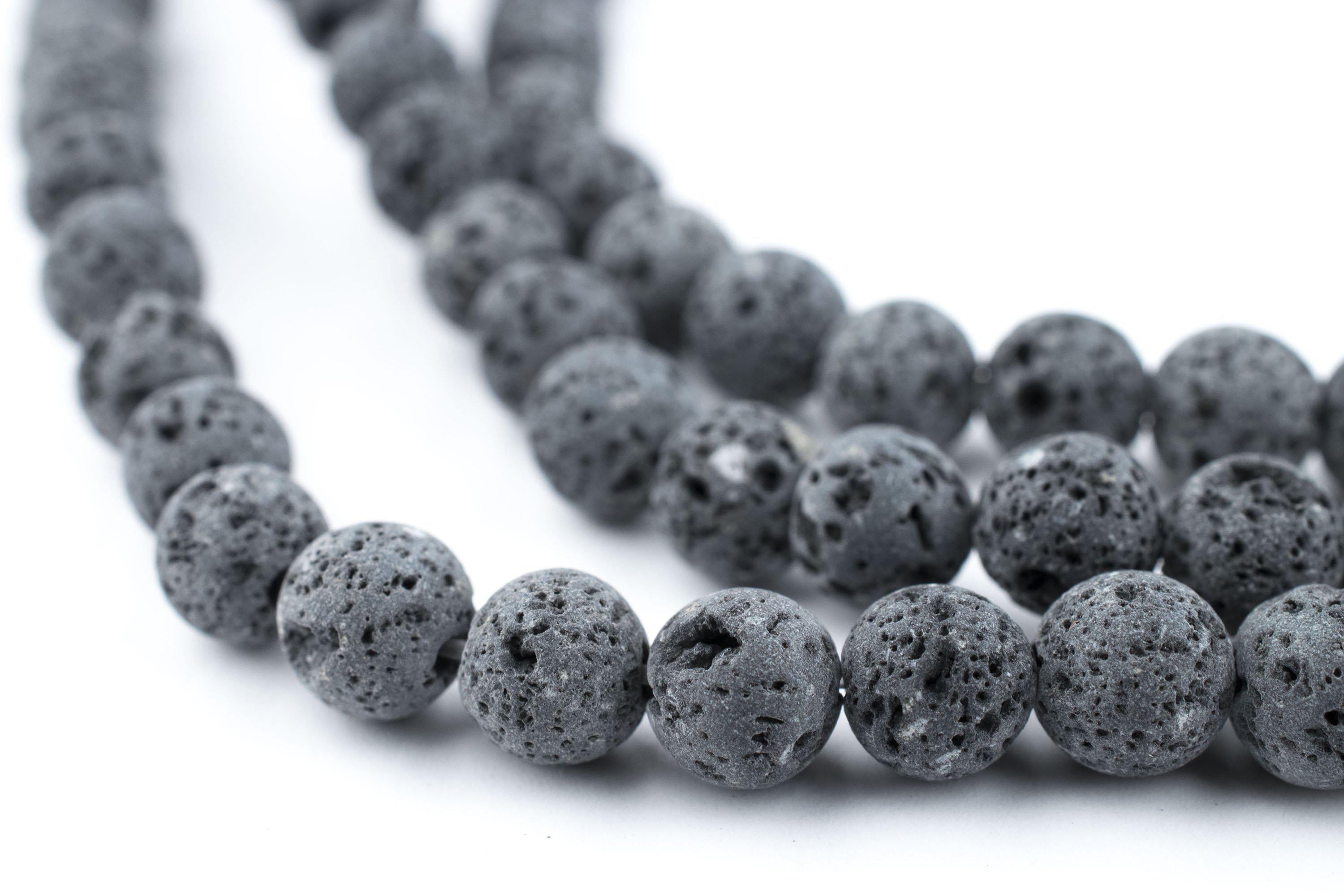 TheBeadChest Grey Volcanic Lava Beads (6mm): Organic Gemstone Round ...