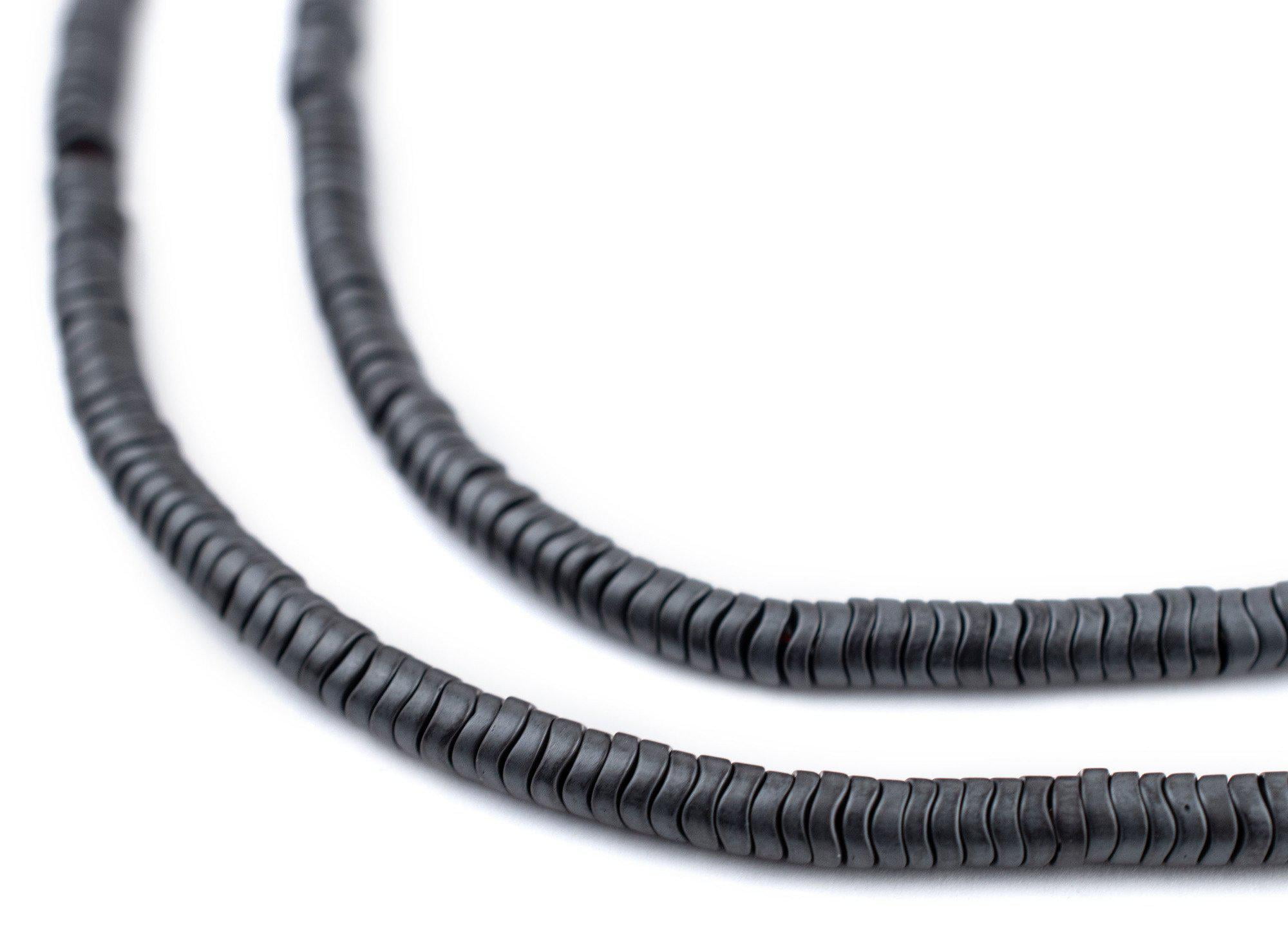 The Bead Chest Grey Wavy Interlocking Snake Beads 4mm Gemstone 16 Inch ...