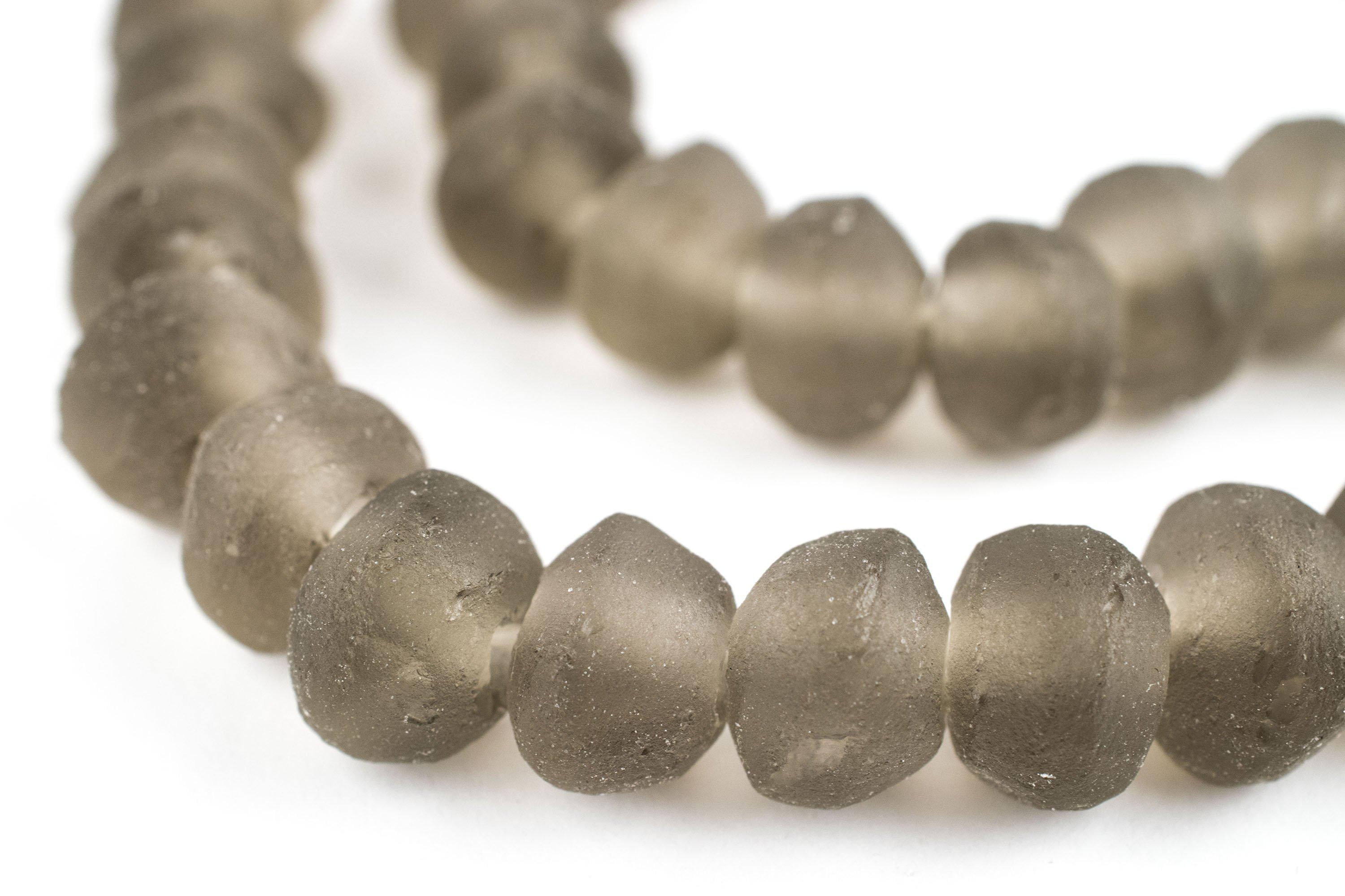 The Bead Chest Groundhog Grey Rondelle Java Recycled Glass Beads 11mm ...
