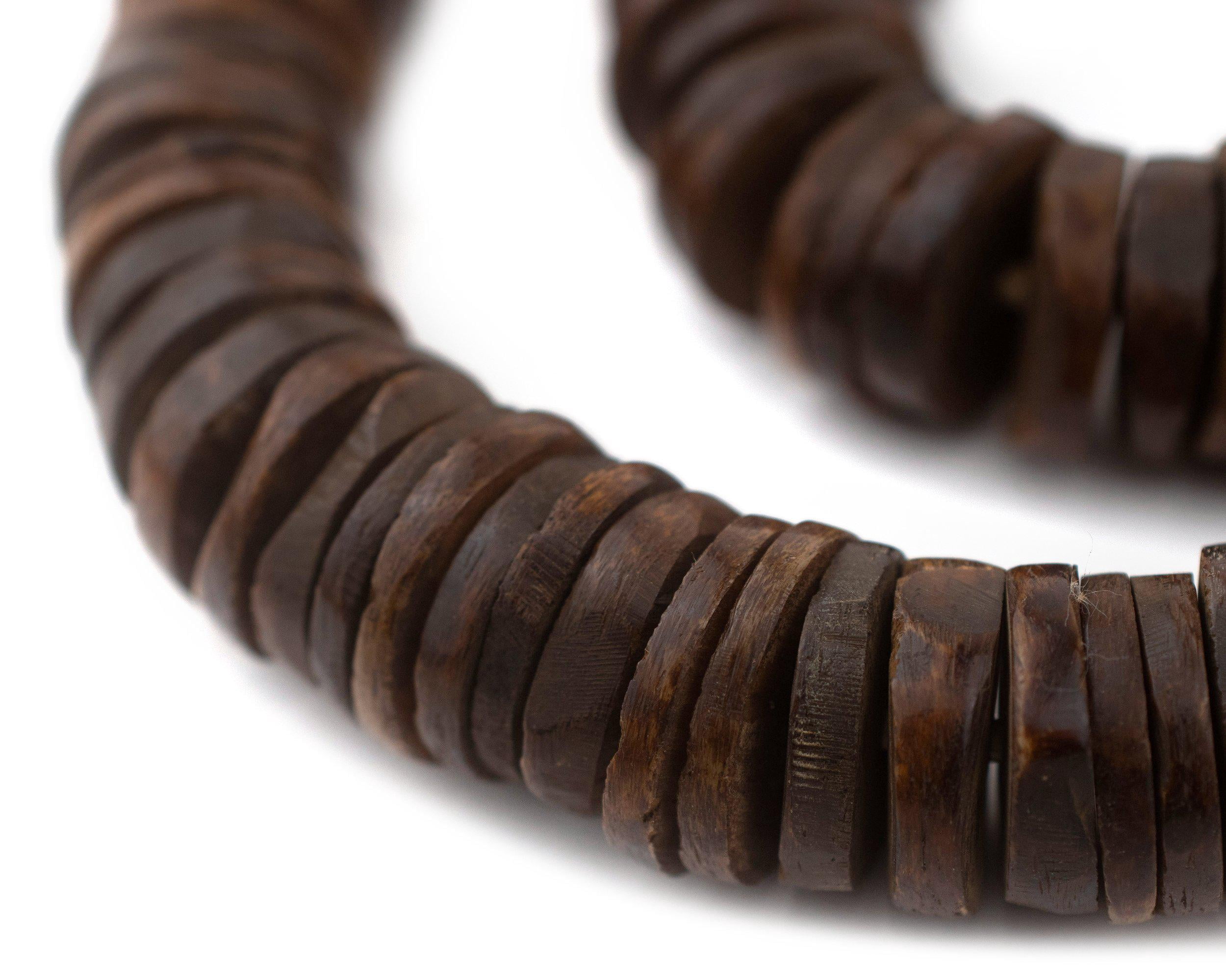 The Bead Chest Jumbo Brown Coconut Bone Heishi Beads 22mm Nigeria ...