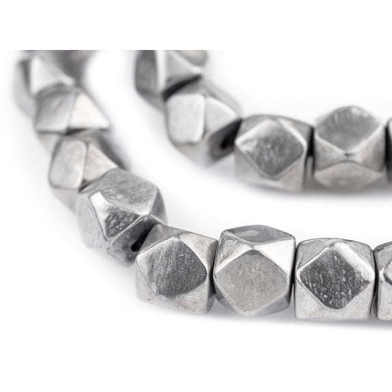 The Bead Chest Jumbo Maasai Silver Diamond Cut Beads 12mm Faceted ...