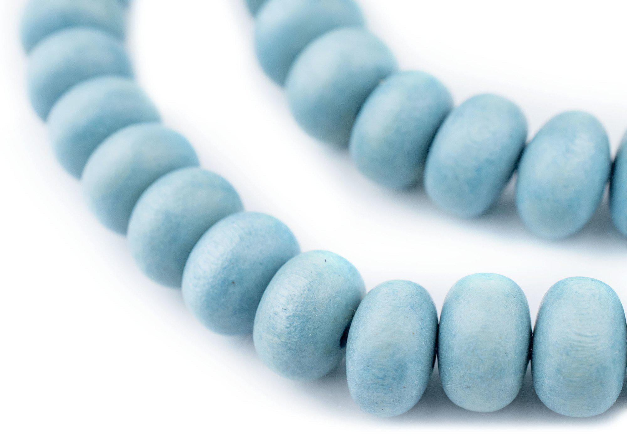 The Bead Chest Light Blue Abacus Natural Wood Beads (10x15mm): Organic ...