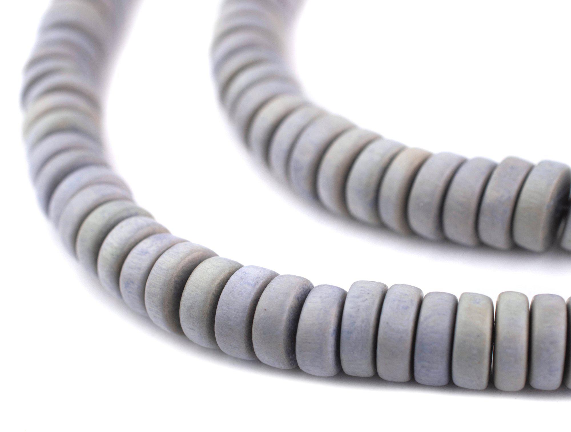 The Bead Chest Light Grey Disk Natural Wood Beads (5x12mm): Organic Eco ...