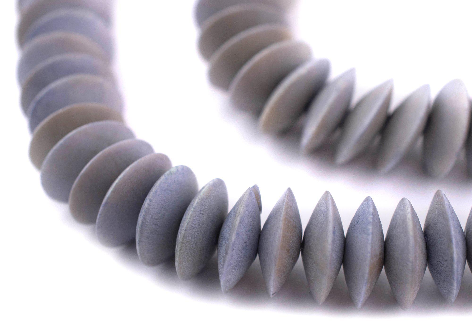 The Bead Chest Light Grey Saucer Natural Wood Beads (15mm): Organic Eco ...