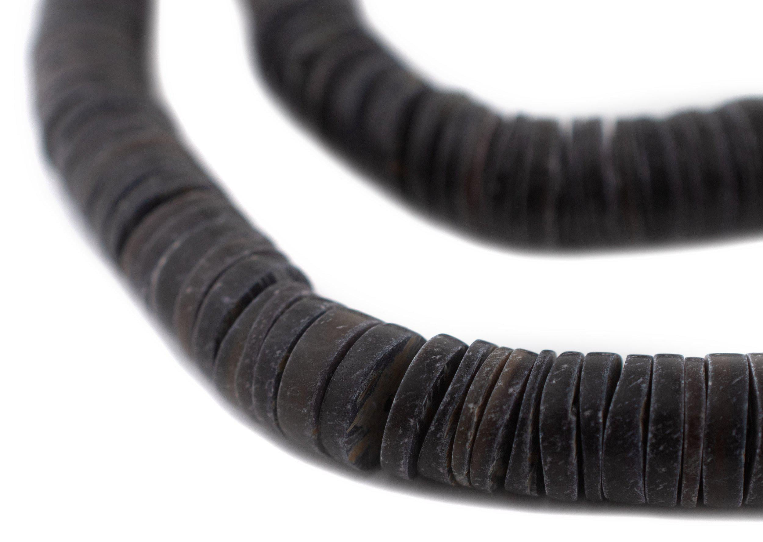 The Bead Chest Matte Black Shell Heishi Beads 12mm 16 Inch Strand ...