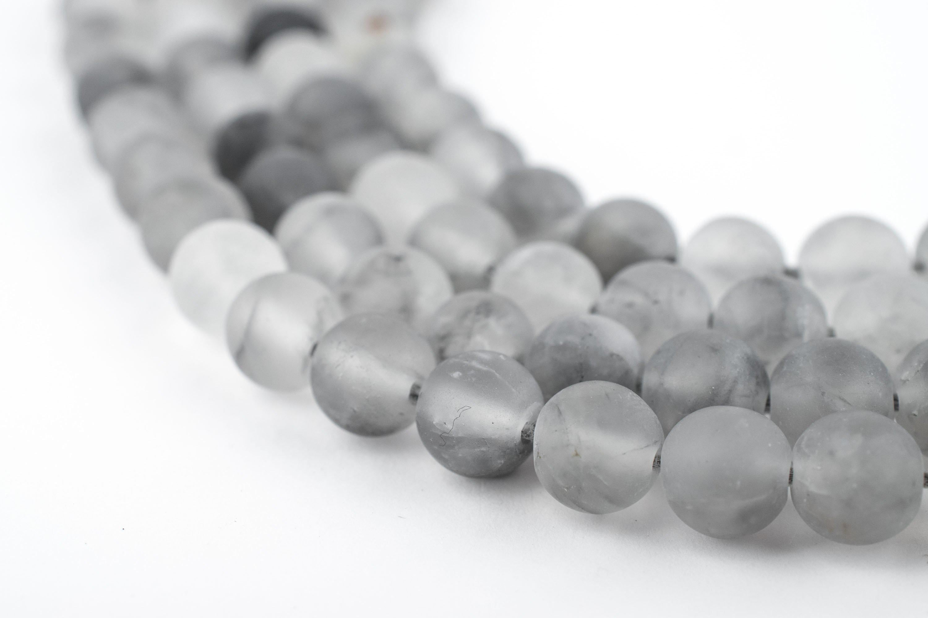 The Bead Chest Matte Round Cloudy Quartz Beads (6mm): Organic Gemstone ...