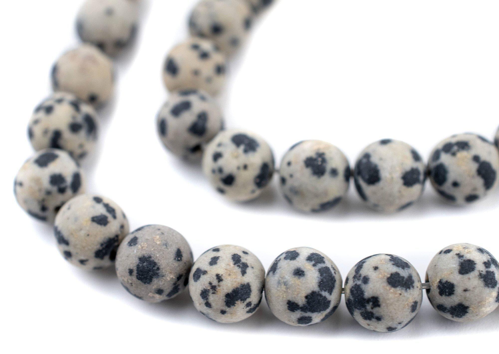 TheBeadChest Matte Round Dalmatian Jasper Beads (8mm): Organic Gemstone ...