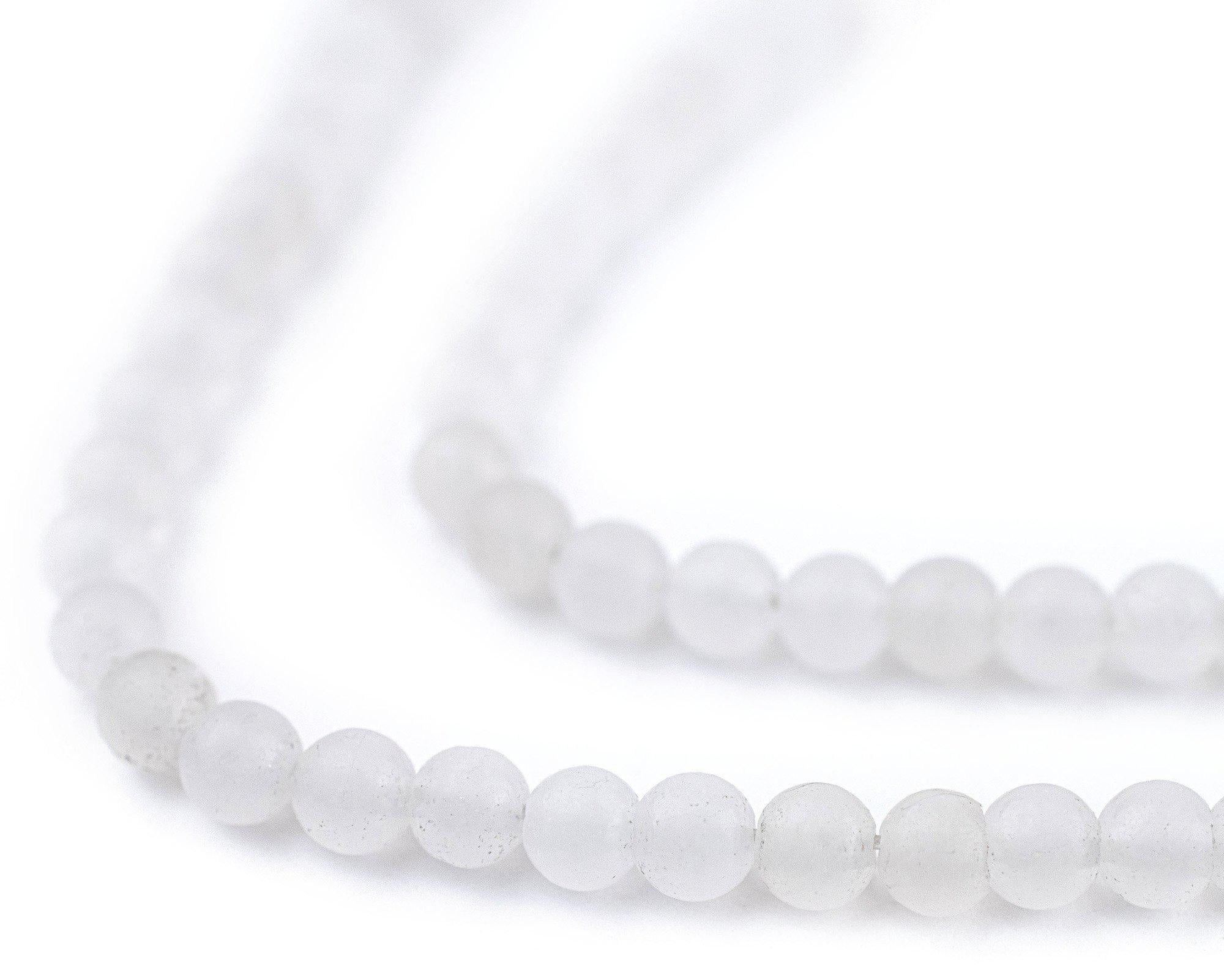 TheBeadChest Matte Round White Jade Beads (4mm): Organic Gemstone Round ...