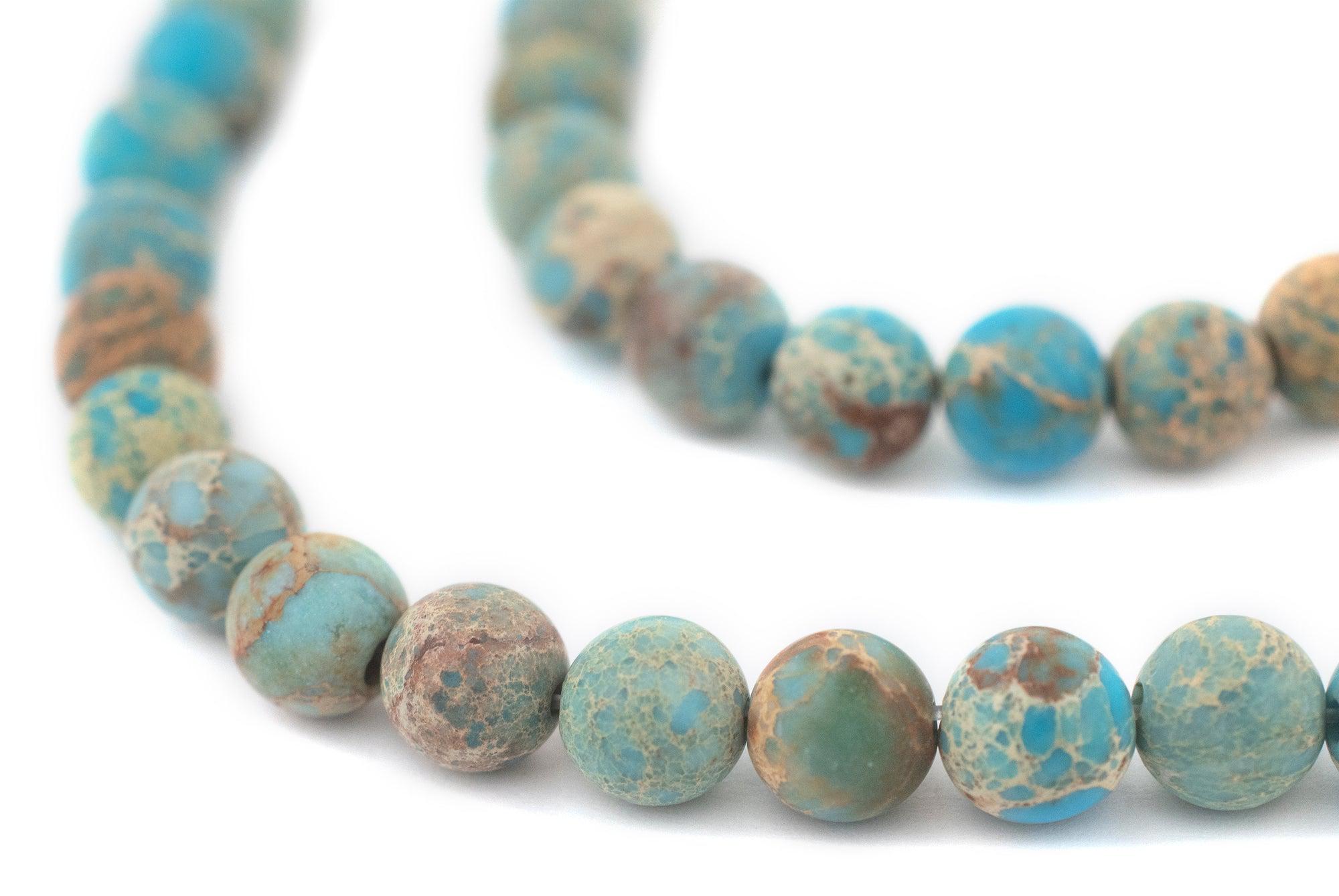 TheBeadChest Matte Turquoise Sea Sediment Jasper Beads (8mm): Organic ...