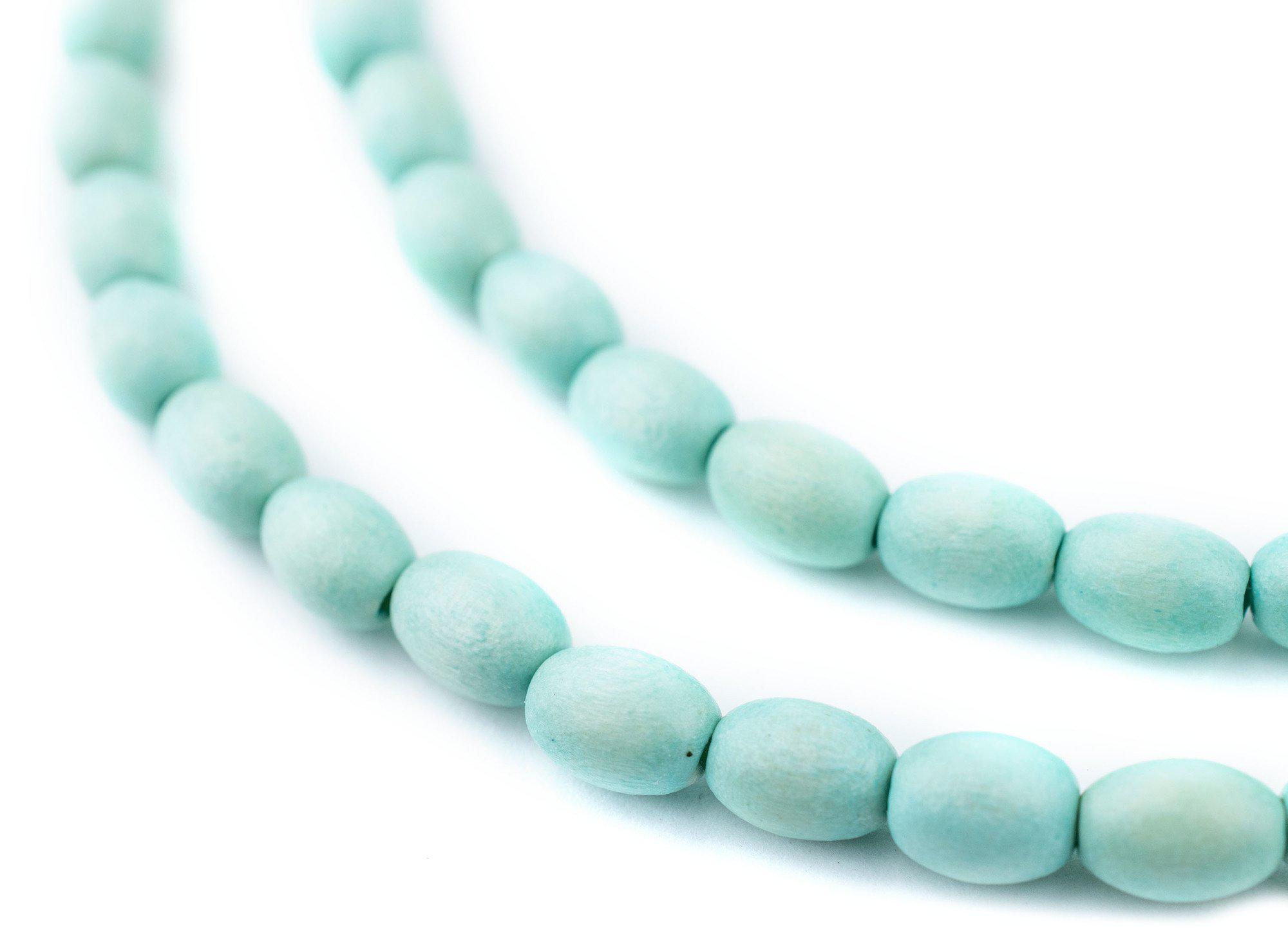 TheBeadChest Mint Green Oval Natural Wood Beads (9x6mm): Organic Eco ...
