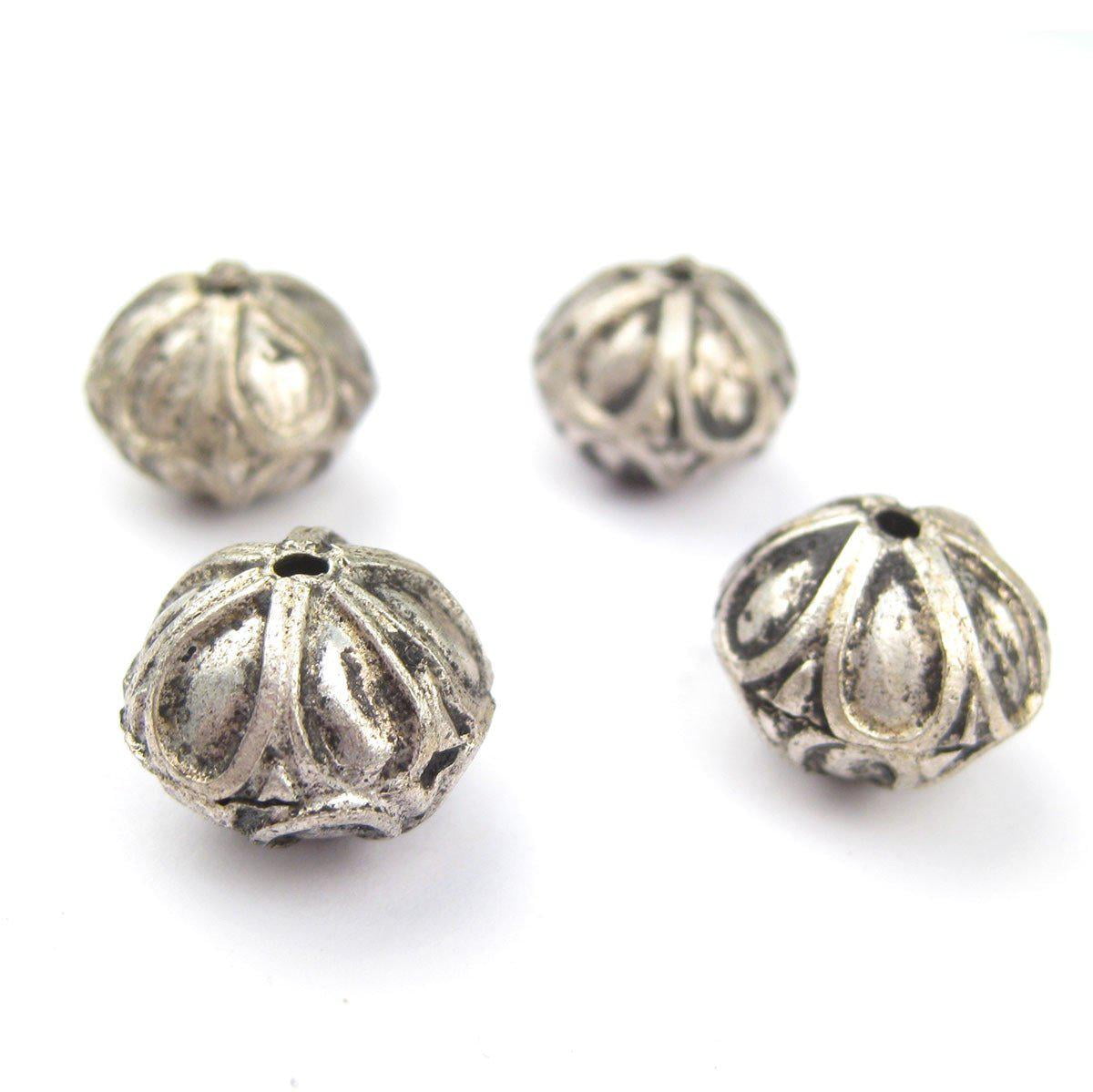 The Bead Chest Moroccan Silver Mini-Flower Beads Set of 4 16mm Morocco ...