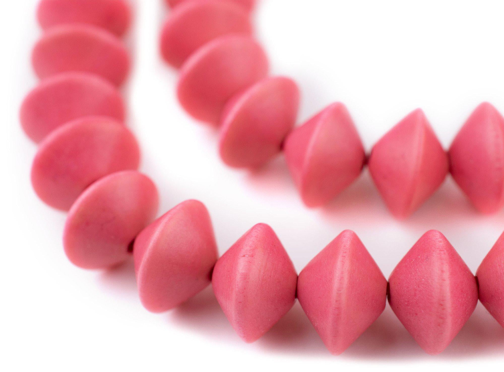 The Bead Chest Neon Pink Bicone Natural Wood Beads (10x15mm): Organic ...