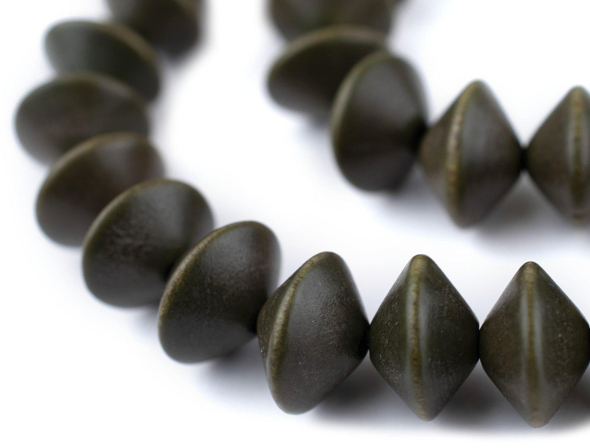 The Bead Chest Olive Green Bicone Natural Wood Beads (10x15mm): Organic ...
