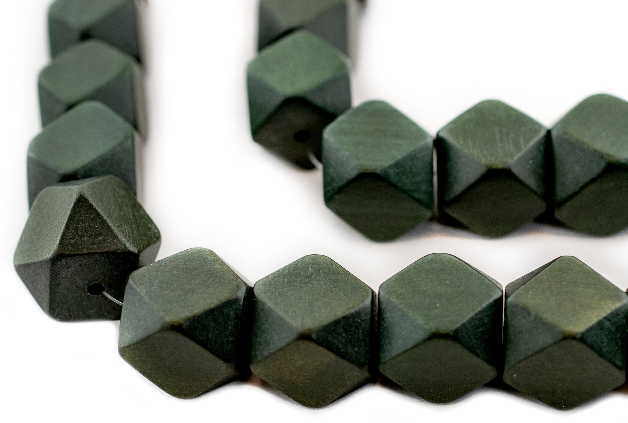 The Bead Chest Olive Green Cornerless Cube Wood Beads: 20mm Diamond Cut ...