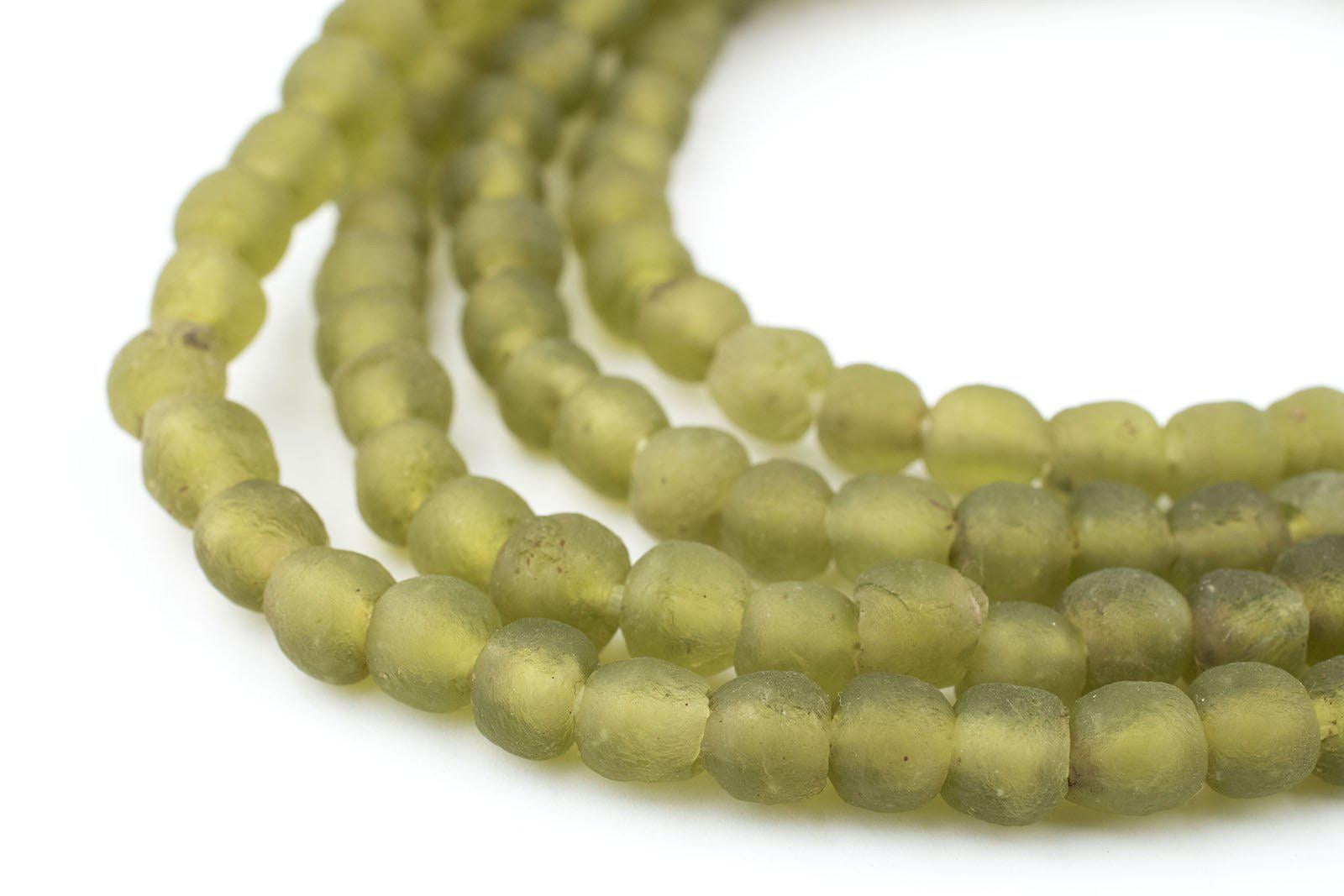 The Bead Chest Olive Green Recycled Glass Beads 7mm Ghana African Sea ...