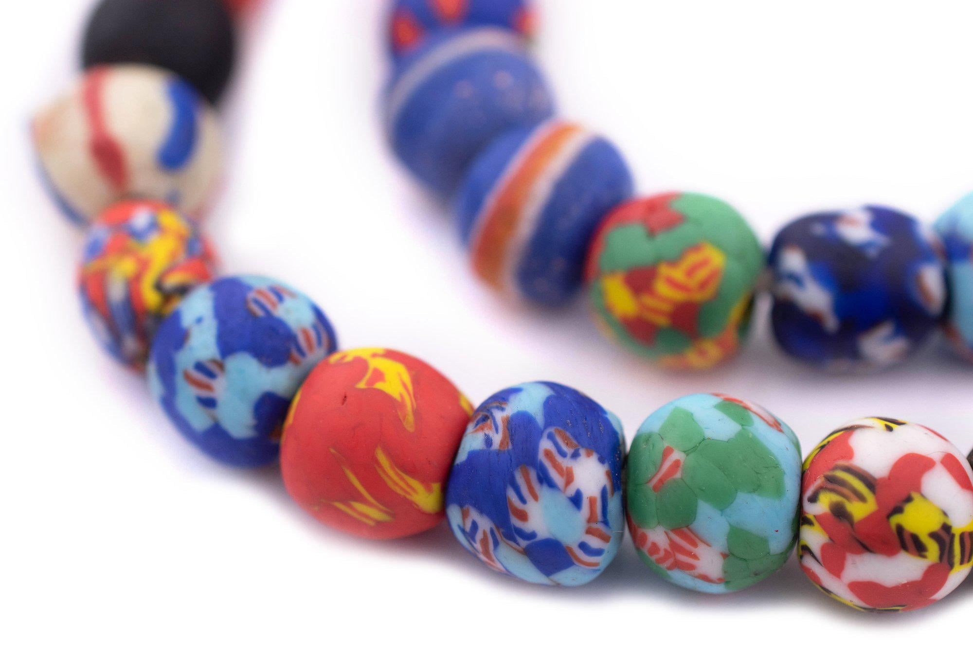 TheBeadChest Painted African Krobo Beads - Full Strand of Ghanaian ...