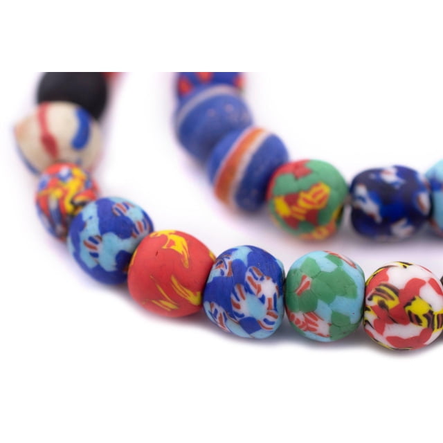 TheBeadChest Painted African Krobo Beads - Full Strand of Ghanaian ...