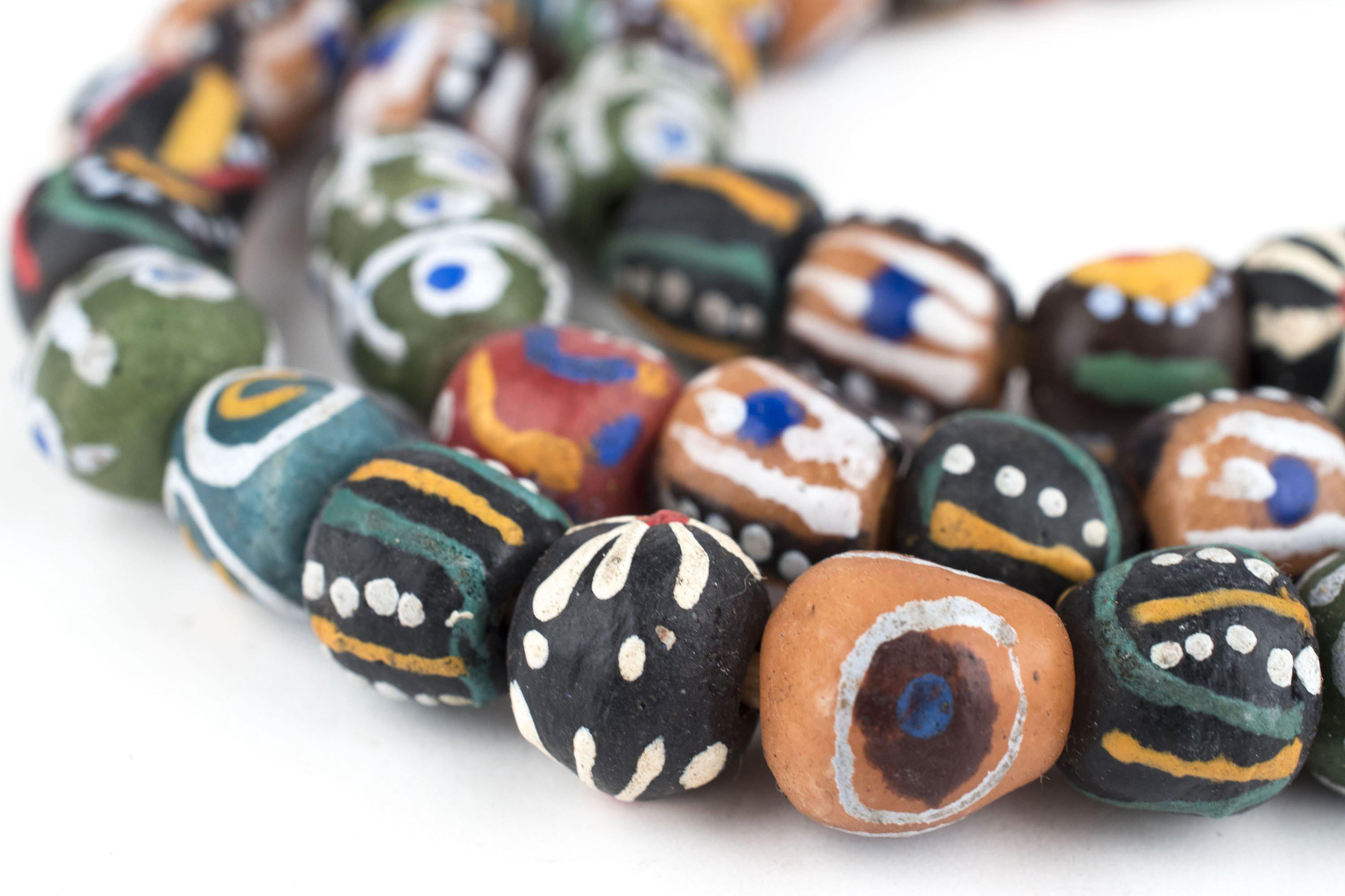 The Bead Chest Painted African Krobo Beads - Full Strand of Ghanaian ...