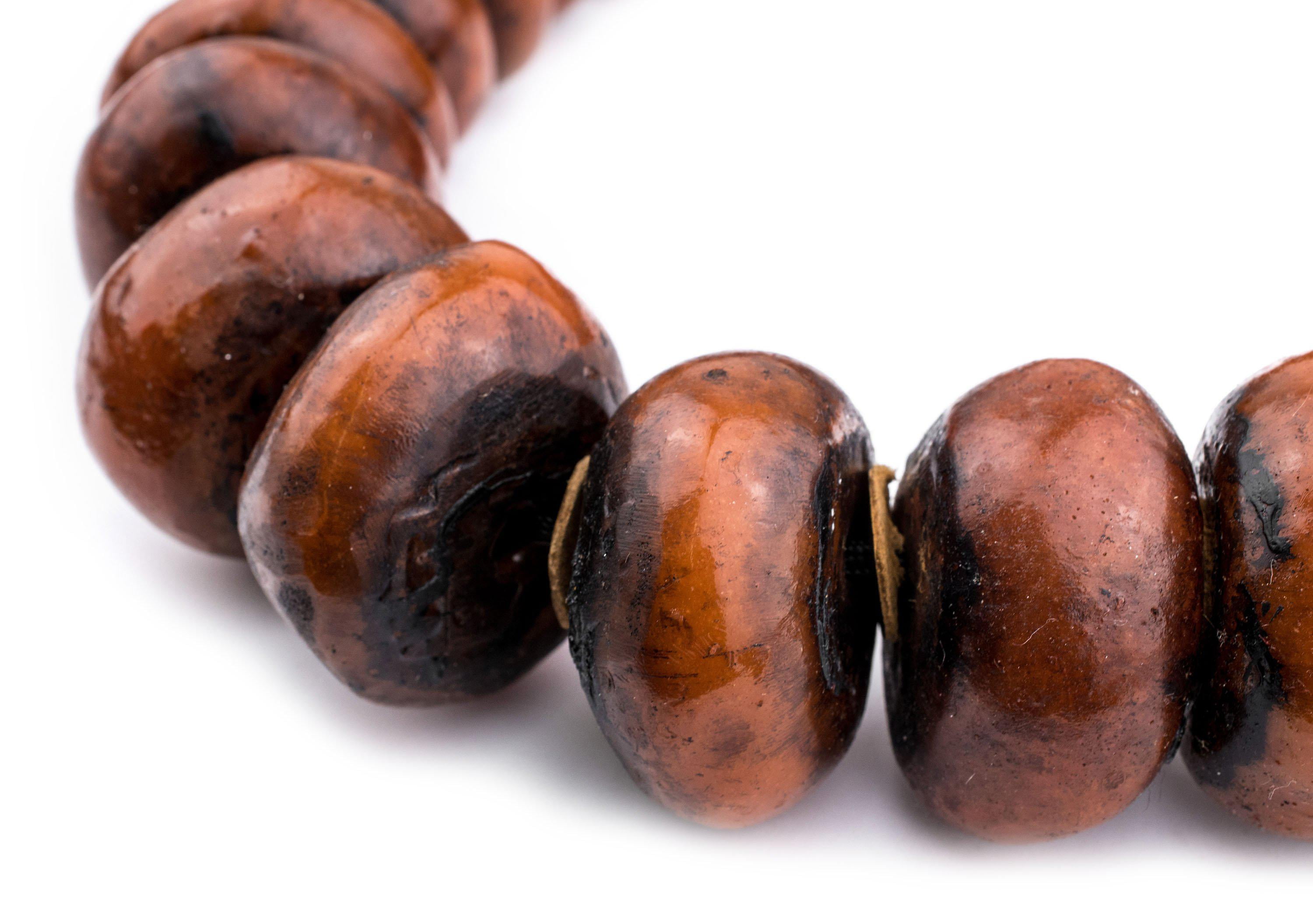 The Bead Chest Papaya Moroccan Resin Beads Extra Large 37mm Morocco ...