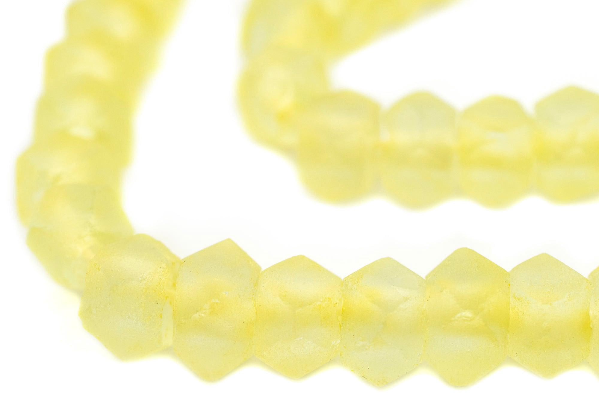 The Bead Chest Pastel Yellow Faceted Recycled Java Sea Glass Beads 13mm ...