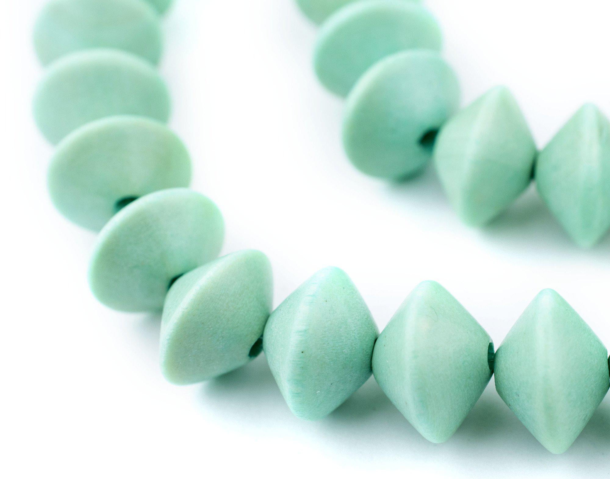 The Bead Chest Pistachio Green Bicone Natural Wood Beads (10x15mm ...