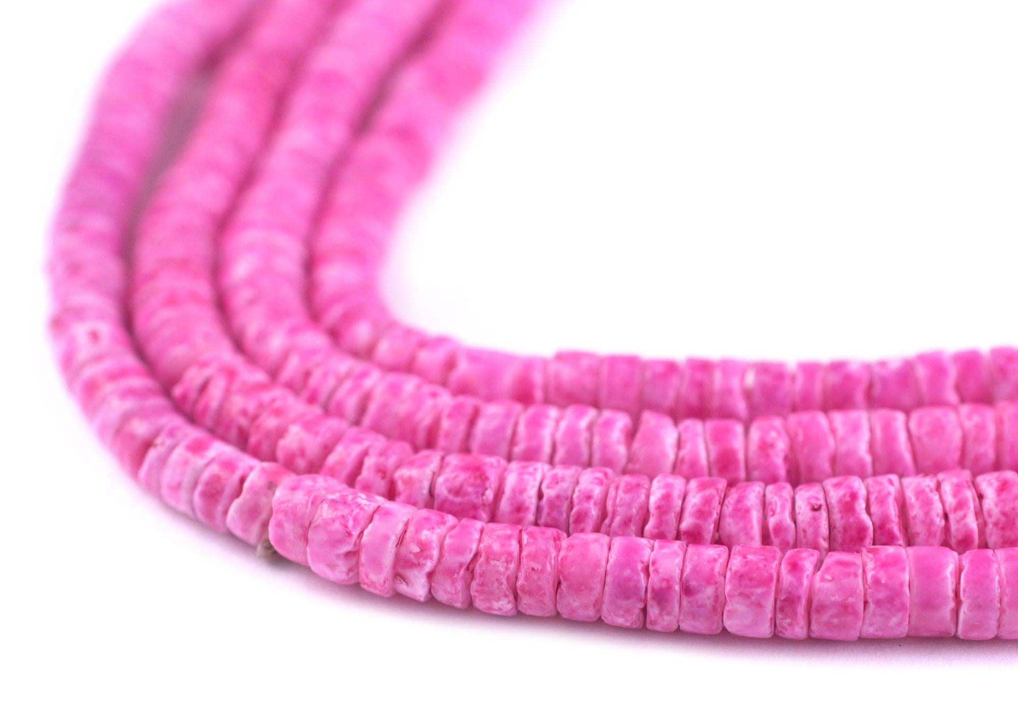 TheBeadChest Punch Pink Sliced Shell Heishi Beads (3mm) - Walmart.com