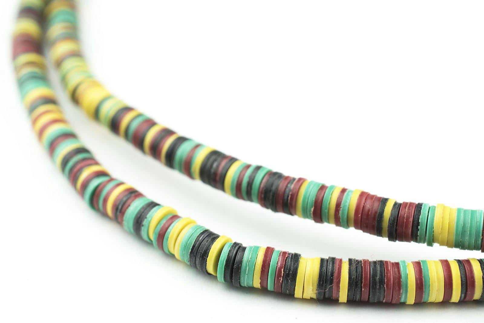 The Bead Chest Rasta Medley Vinyl Phono Record Beads 4mm Ghana African ...